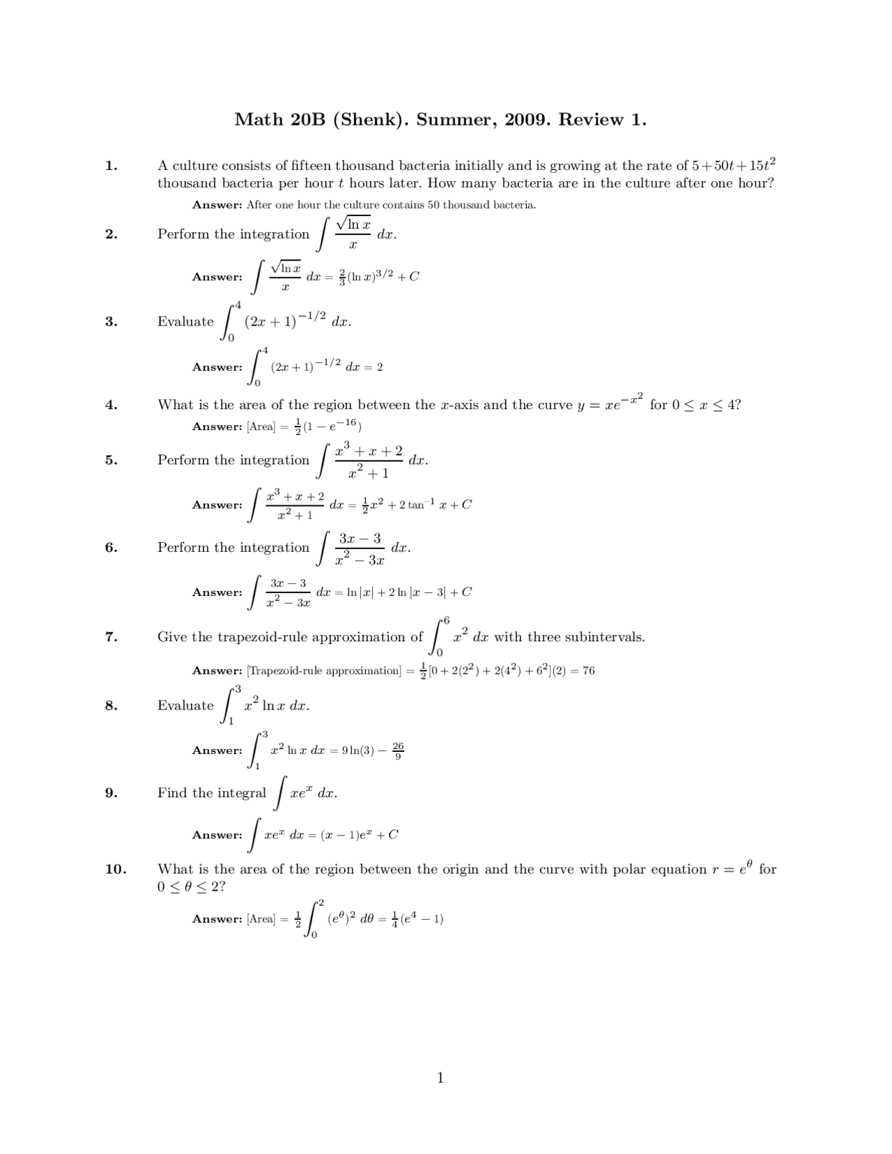 Calculus Science And Engineering Midterm Exam With Solutions Math