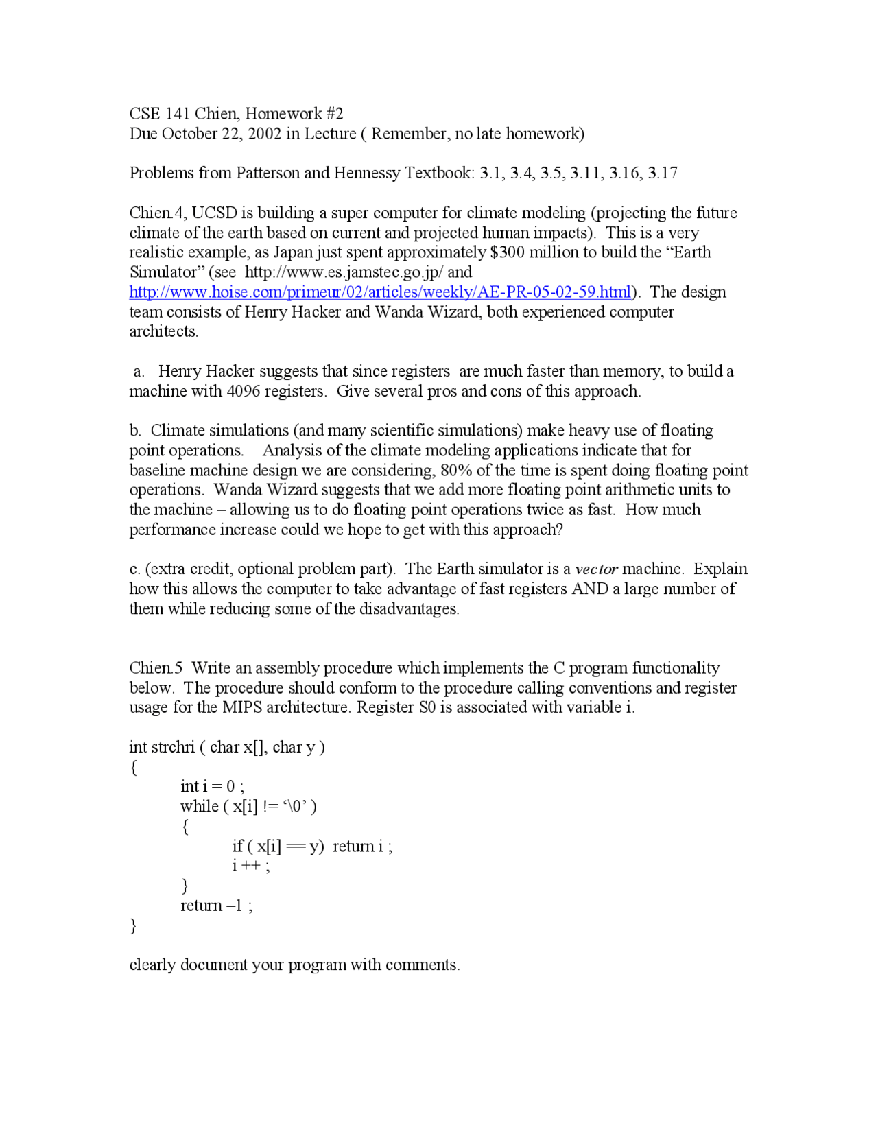 Practice Problems For Homework 2 On Computer Architecture Cse 141
