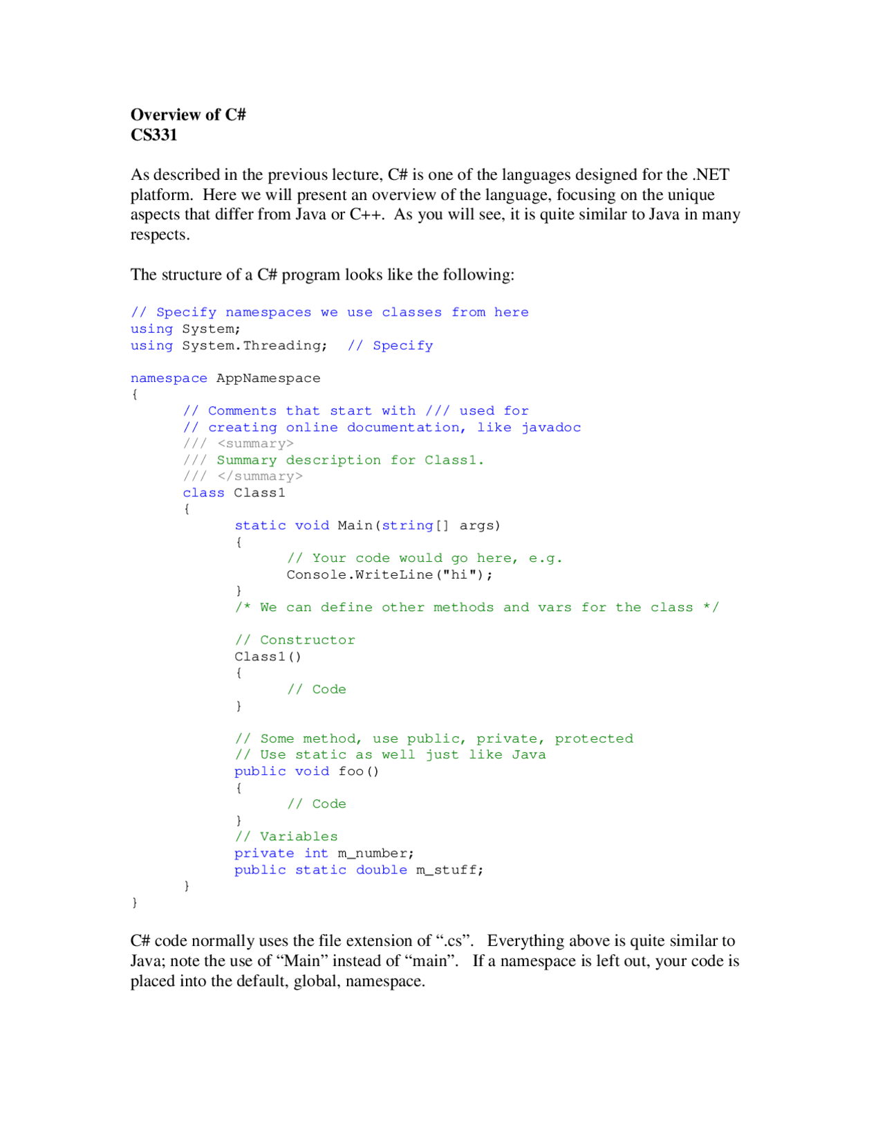 Overview Of C Programming Language Concepts Cs A331 Docsity