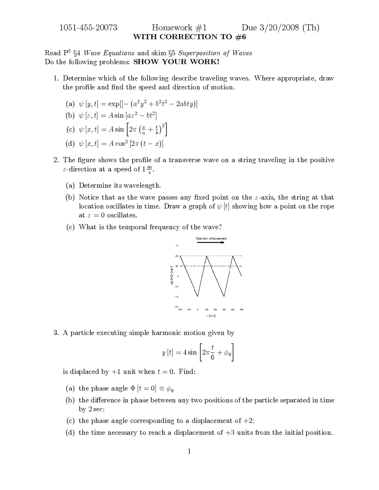 6 Questions on Physical Optics - Assignment 1 | 1051 455 | Assignments ...