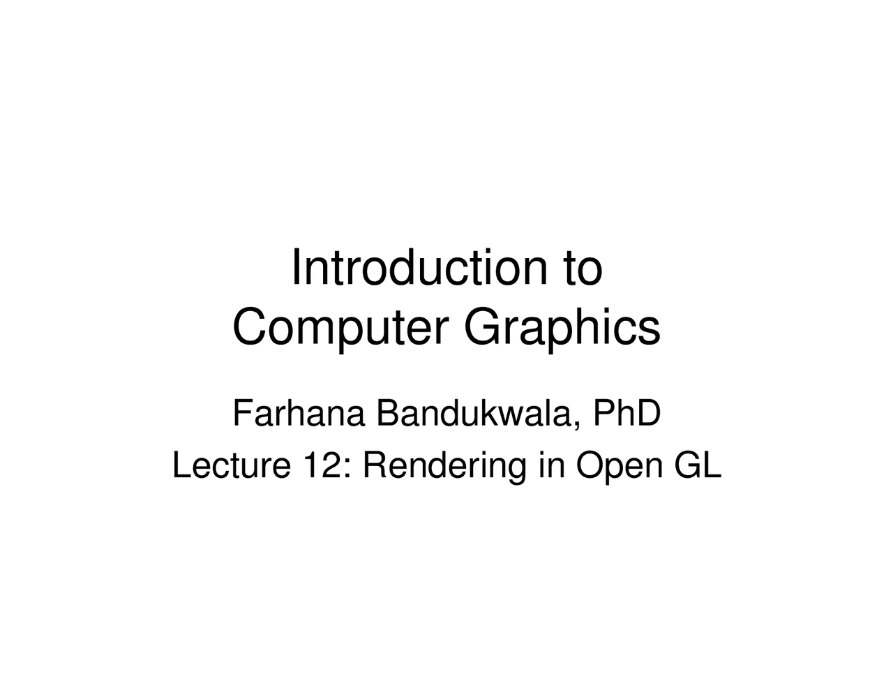 Lecture Notes On Rendering In Opengl Introduction To Computer 8915