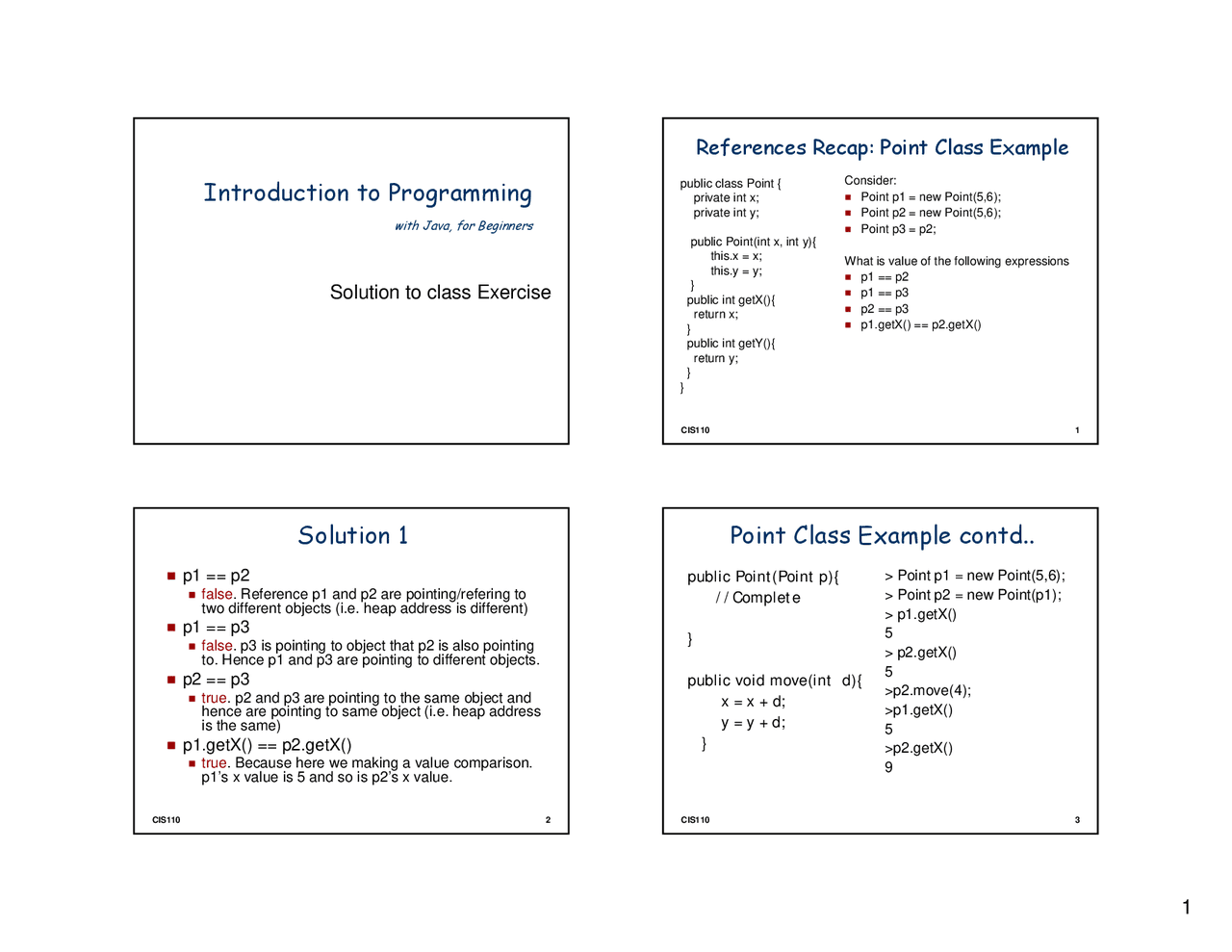 3 Solved Problems On The Introduction To The Programming Cis 110 Docsity
