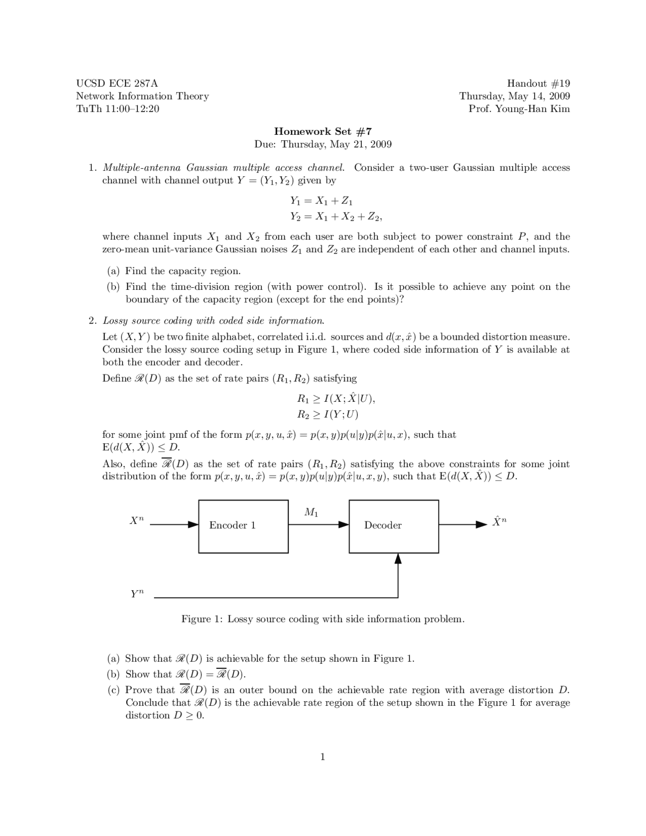 2 Questions on Common Theory and System - Assignment 7 | ECE 287 - Docsity