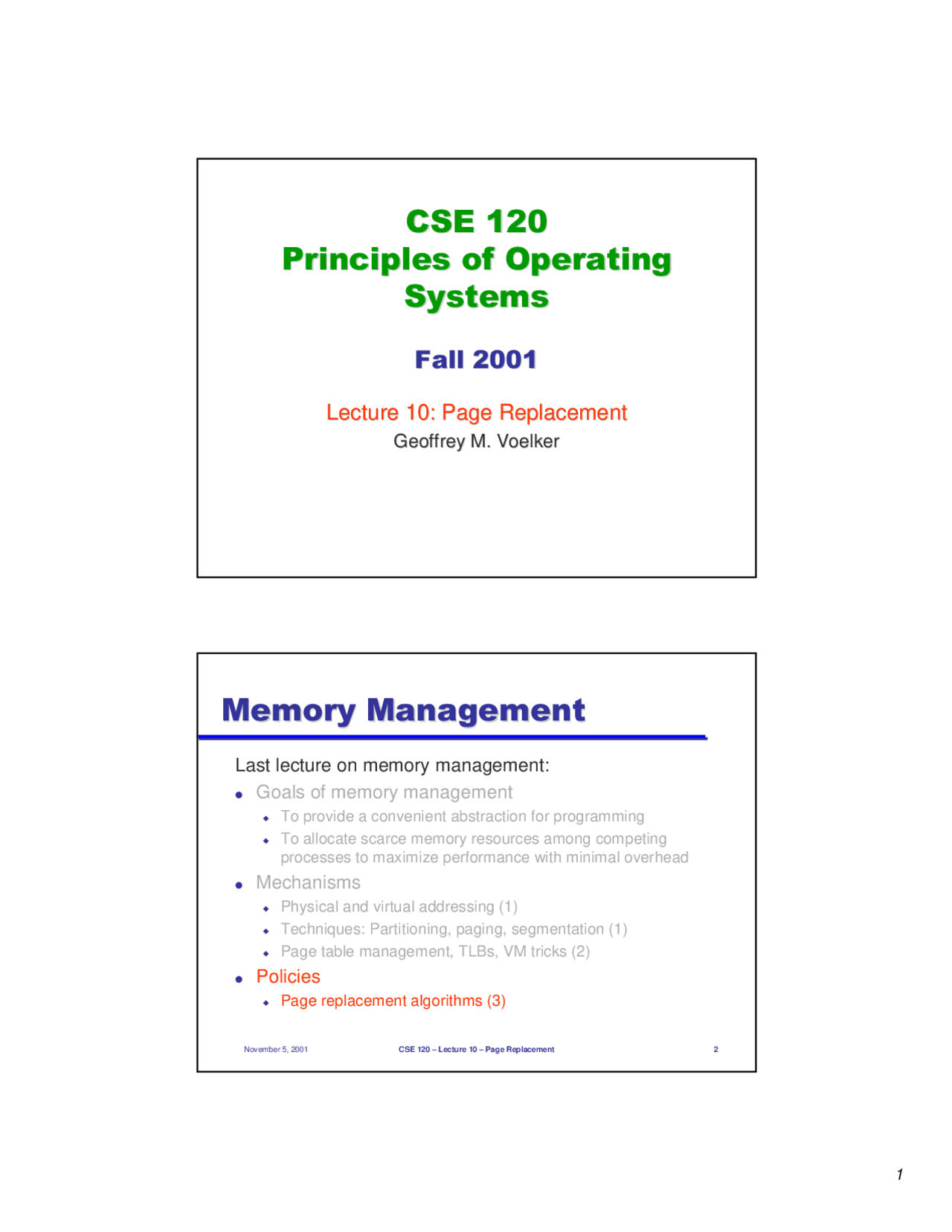 Page Replacement Slides Principles Of Computer Operating Systems