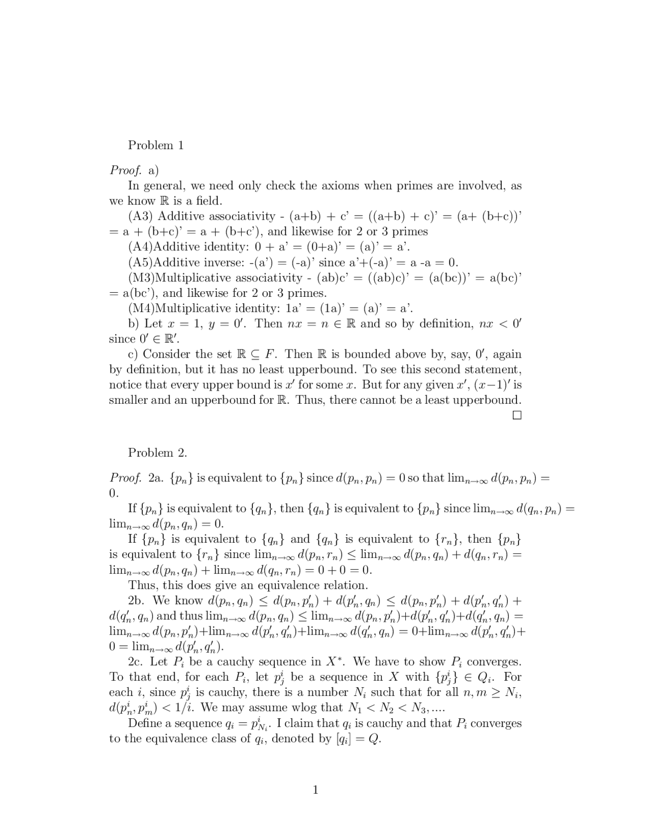 Problems With Proof Of Advanced Calculus Midterm Exam Math 360 Docsity