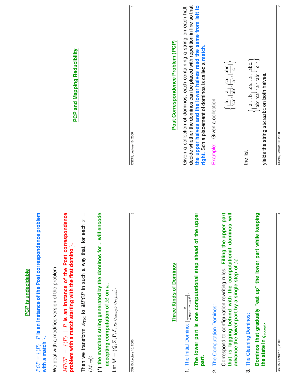 PCP and Mapping Reducibility - Lecture Slides | CS 215 - Docsity