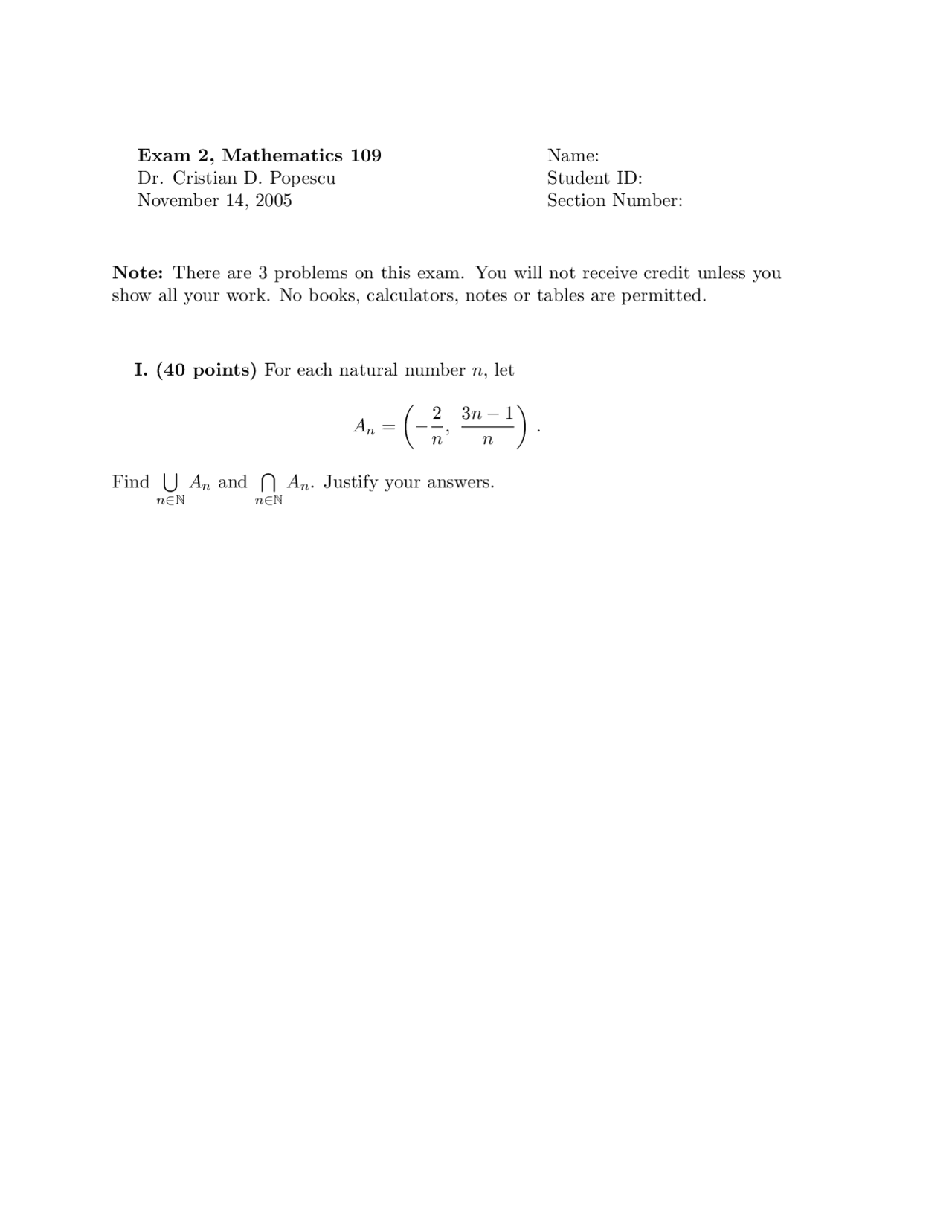 3 Questions For Exam 2 Mathematical Reasoning Math 109 Docsity