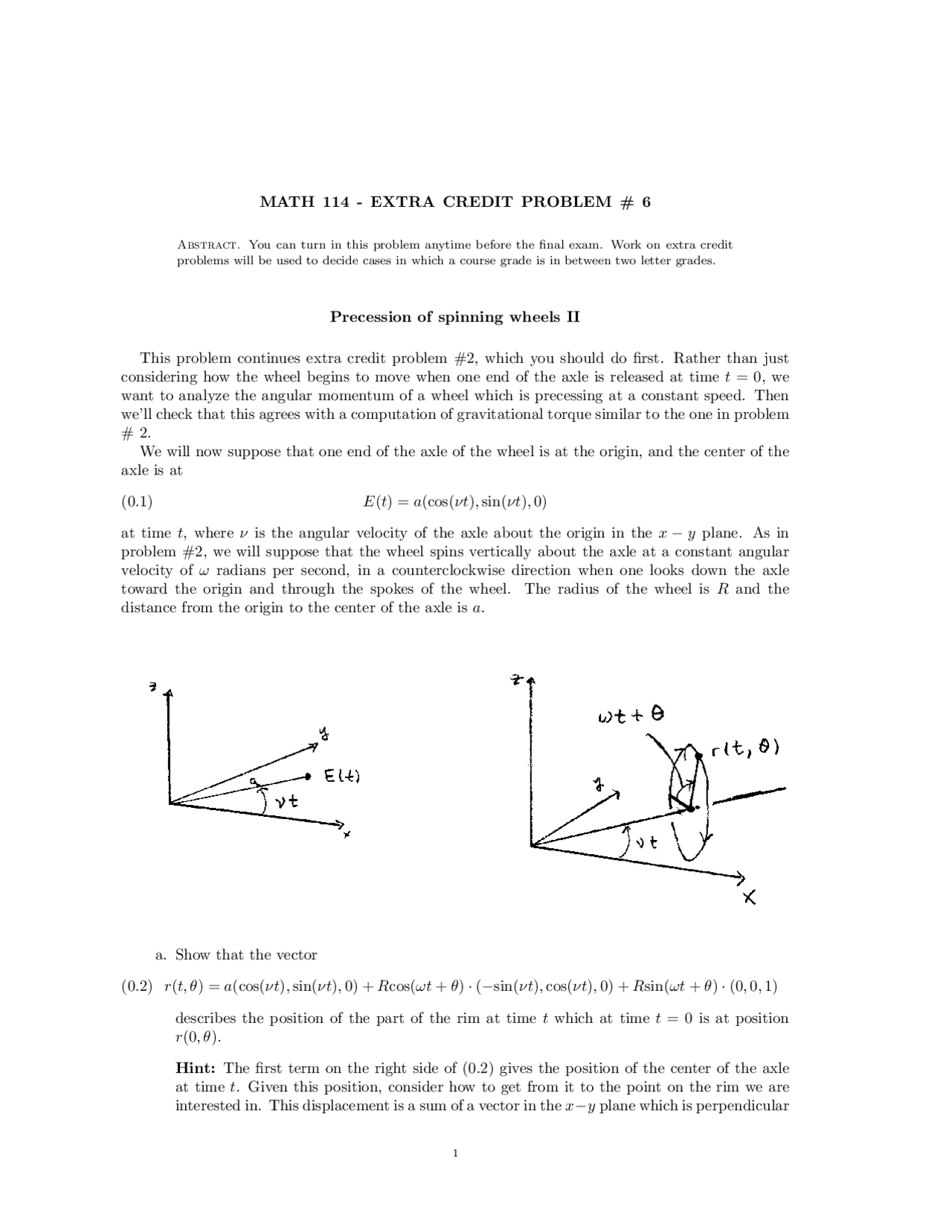 Precession of spinning wheels - Calculus II - Assignment | MATH 114 | Assignments Mathematics ...