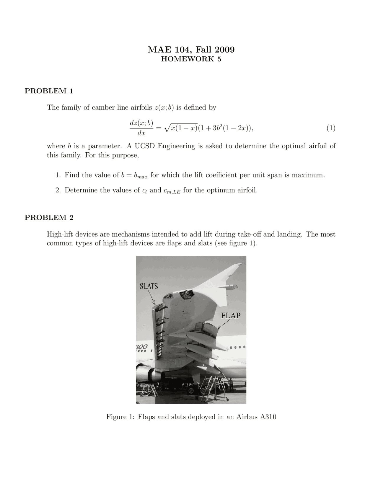 Assignment 5 Solutions Aerodynamics Mae 104 Docsity
