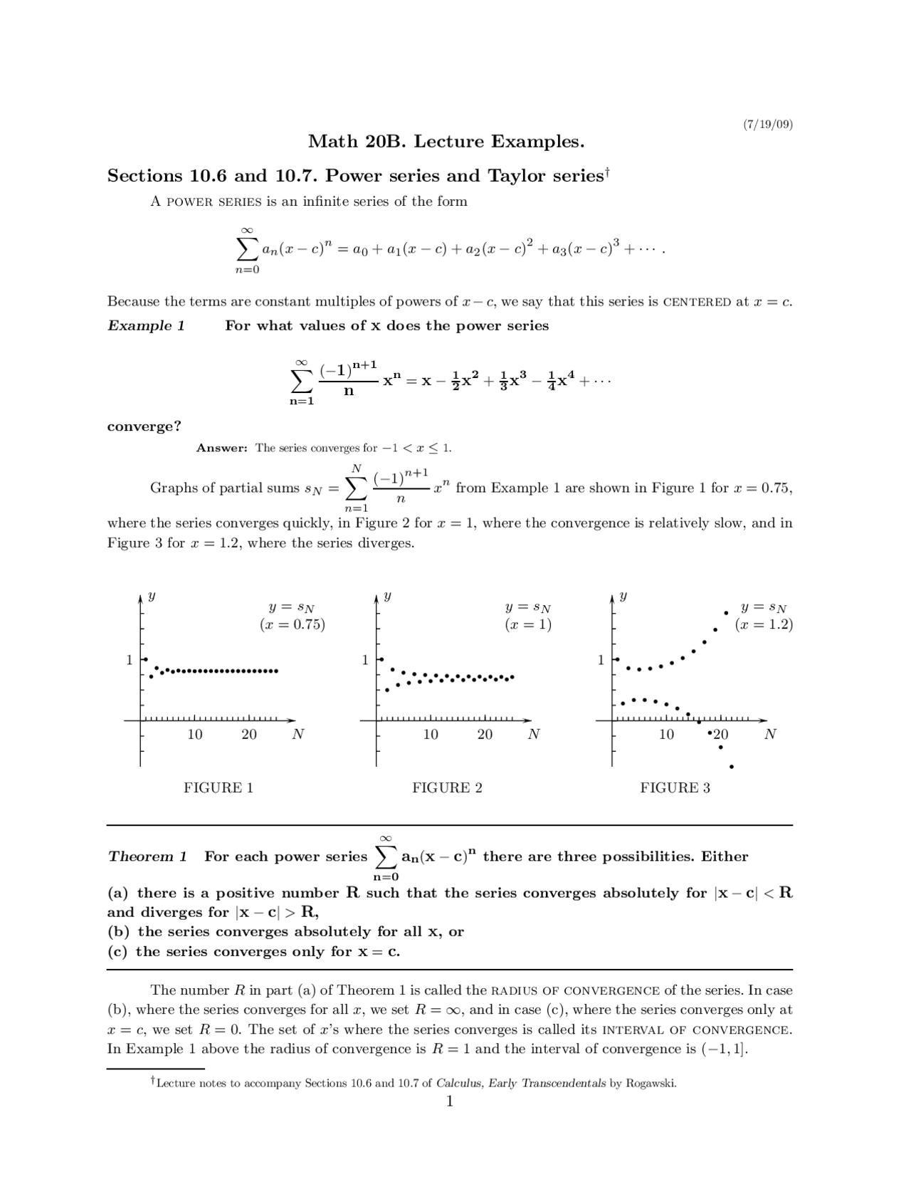 Power Series and Taylor Series - Notes | SOCL 20 - Docsity