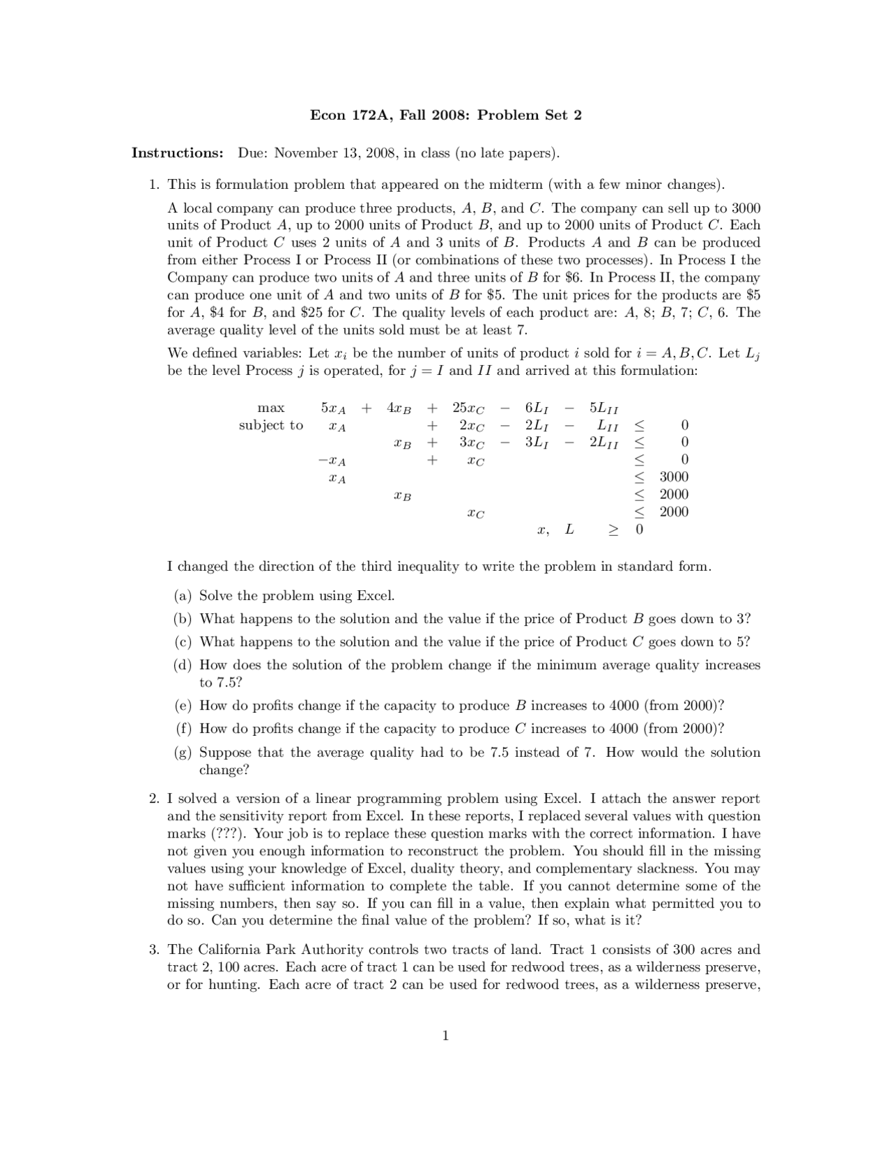 3 Practice Problems on Operations Research A - Problem Set 2 | ECON ...