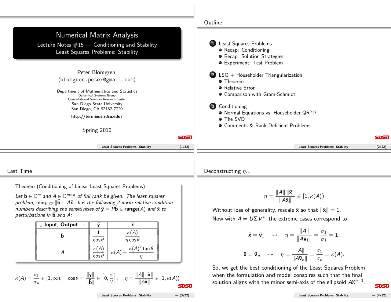 Conditioning and Stability Least Squares Problems: Stability | MATH 543 - Docsity
