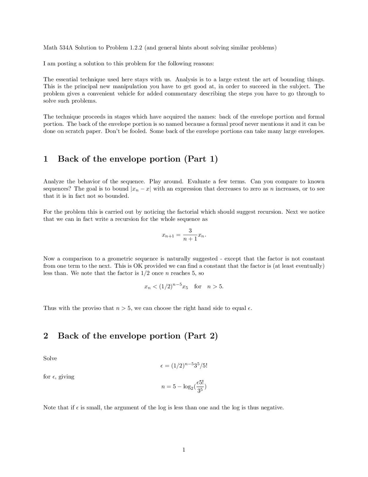 Solution To Problem Set Advanced Calculus I Math 534a Docsity