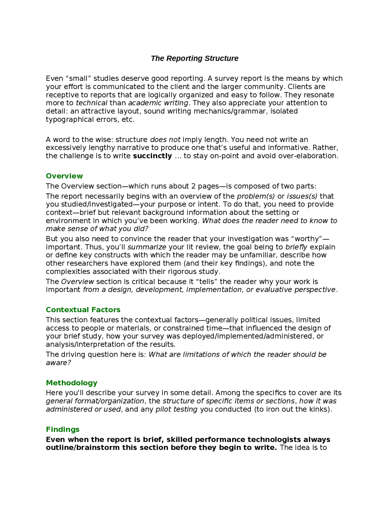 The Reporting Structure Methods Of Inquiry Ed 690 Docsity
