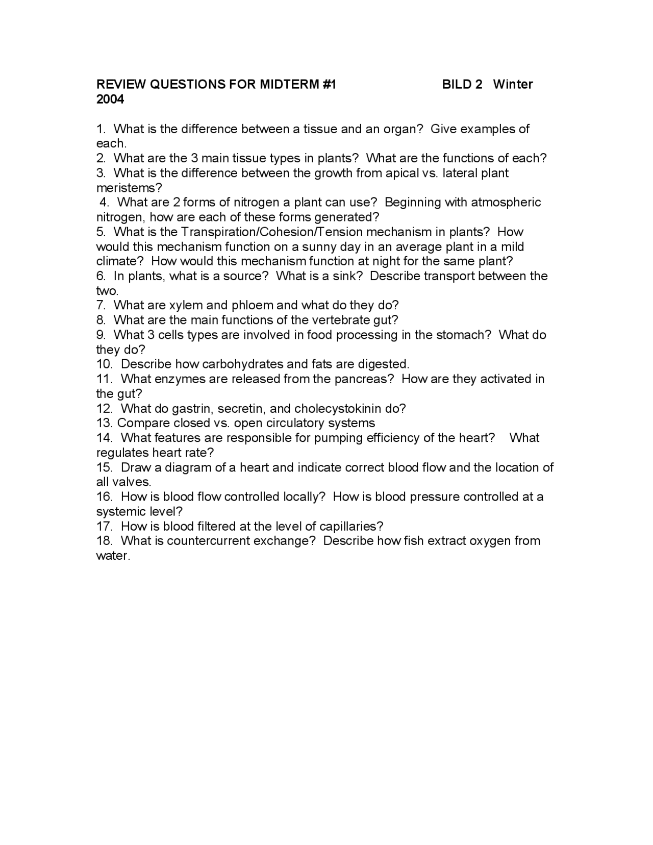 Review Questions For Midterm 1 Multicellular Life Bild 2 Docsity