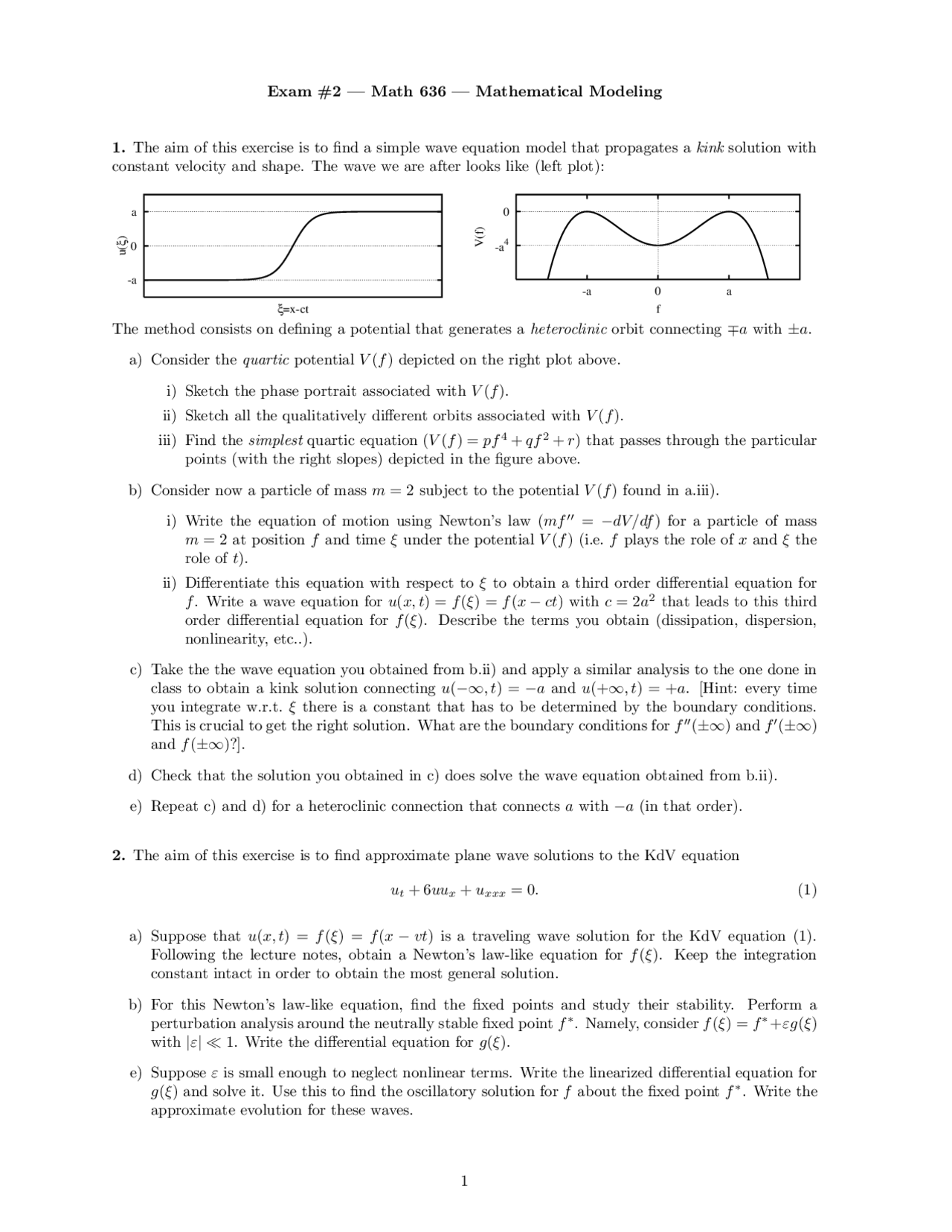 Practice Exam 2 Mathematical Modeling Math 636 Docsity