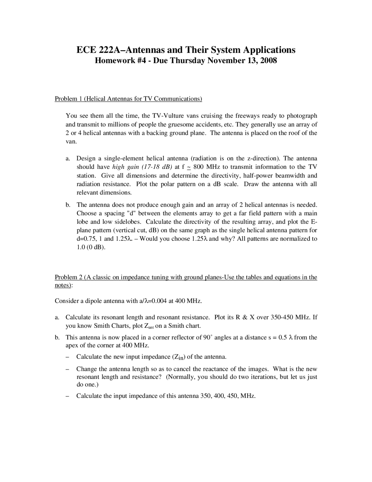 Homework 4 Antenna And Their System Applications Ece 222c Docsity