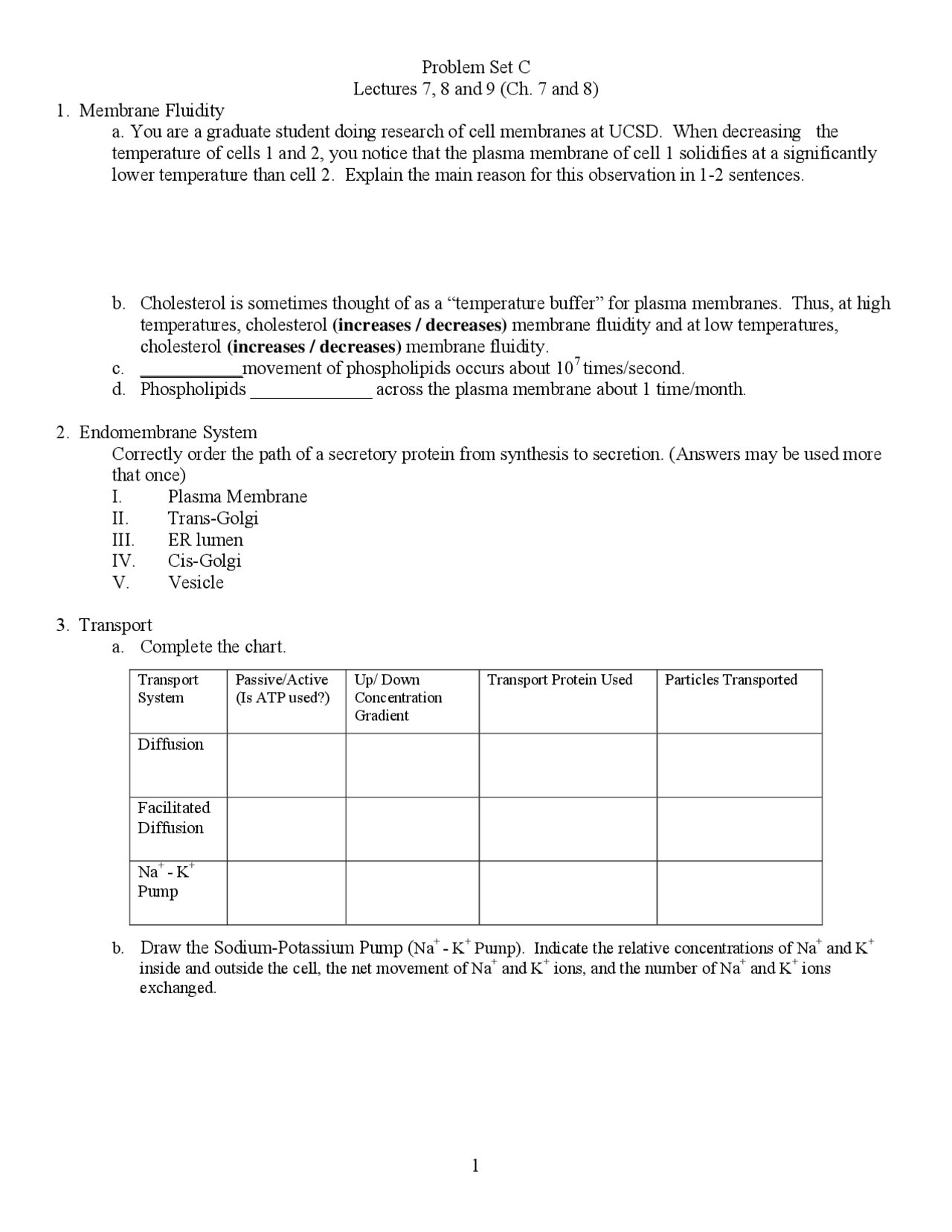 The Cell Problem Set C With Unsolved Questions Bild 1 Docsity