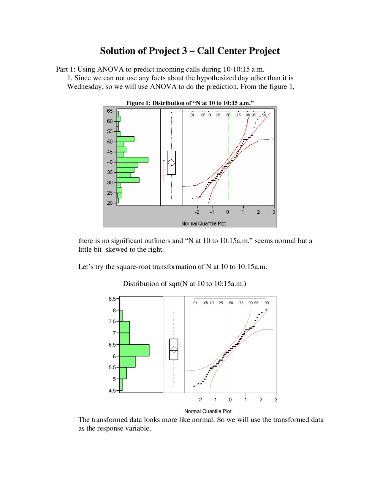 Call Center Project - Statistical Inference - Solution | STAT 431 | Study Guides, Projects ...