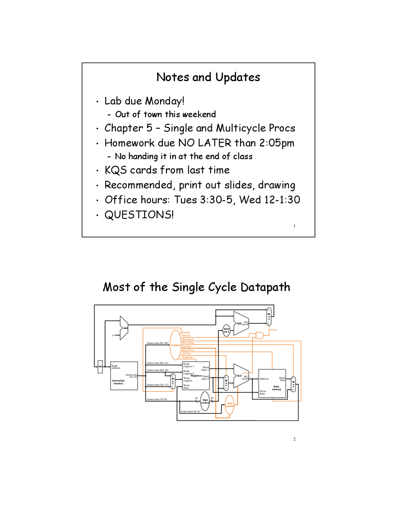 Single And Multi Cycle Process Lecture Slides Cse 141 Docsity