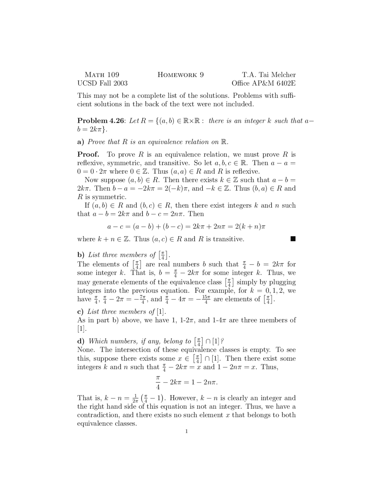 Homework 9 Practice Problems On Mathematical Reasoning Math 109 Docsity