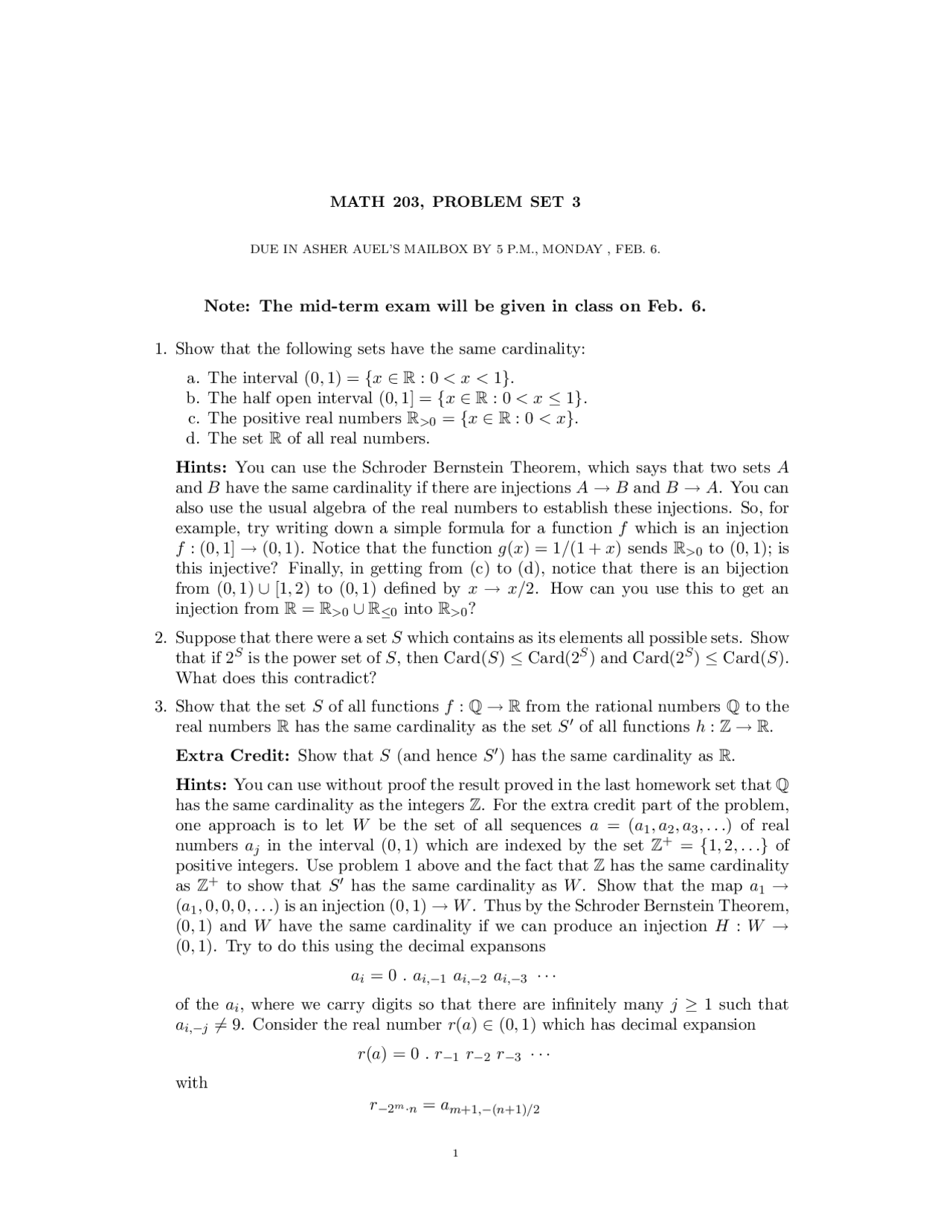 Proving Things Algebra Problem Set 3 With Solutions Math 203 Docsity