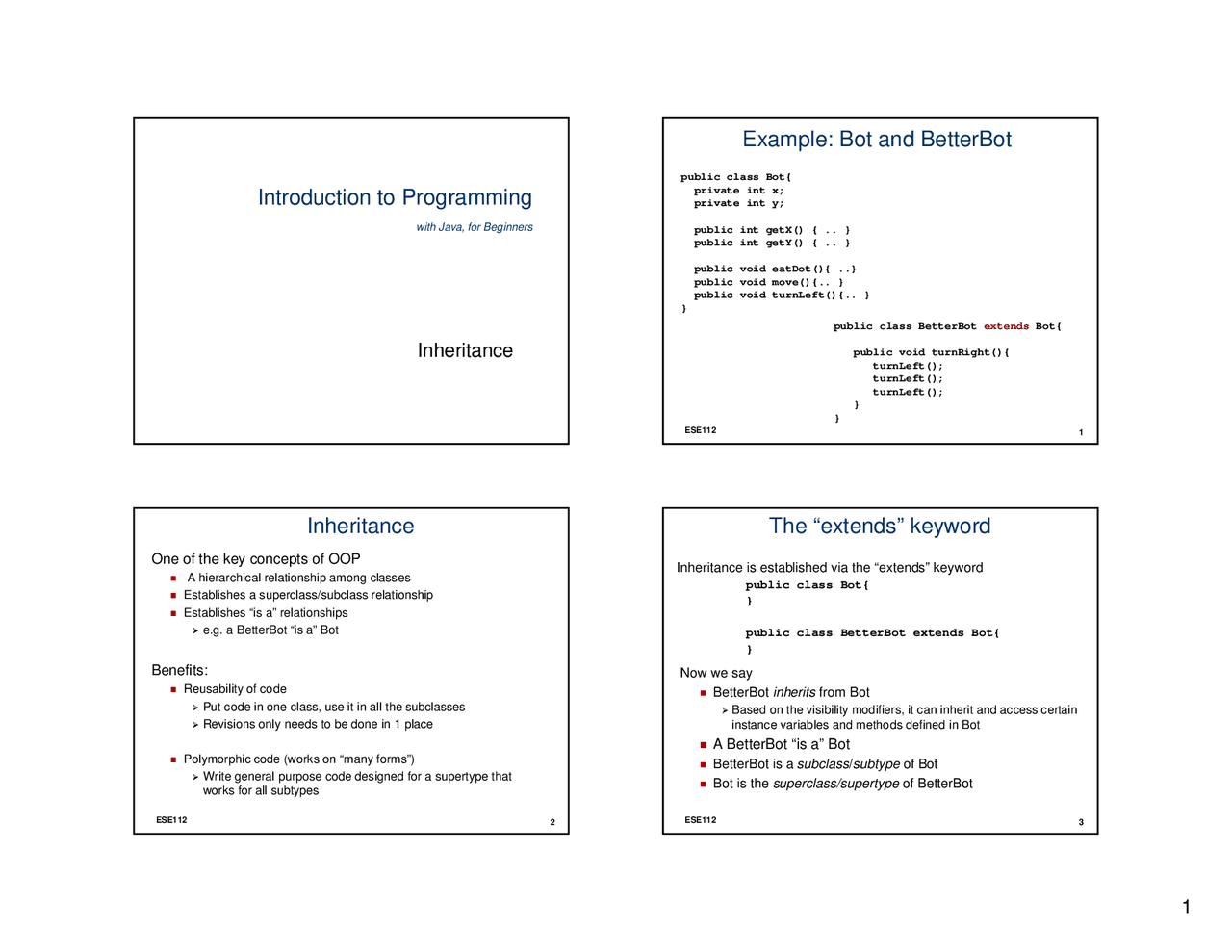 Inheritance With Example Lecture Slides Ese 112 Docsity