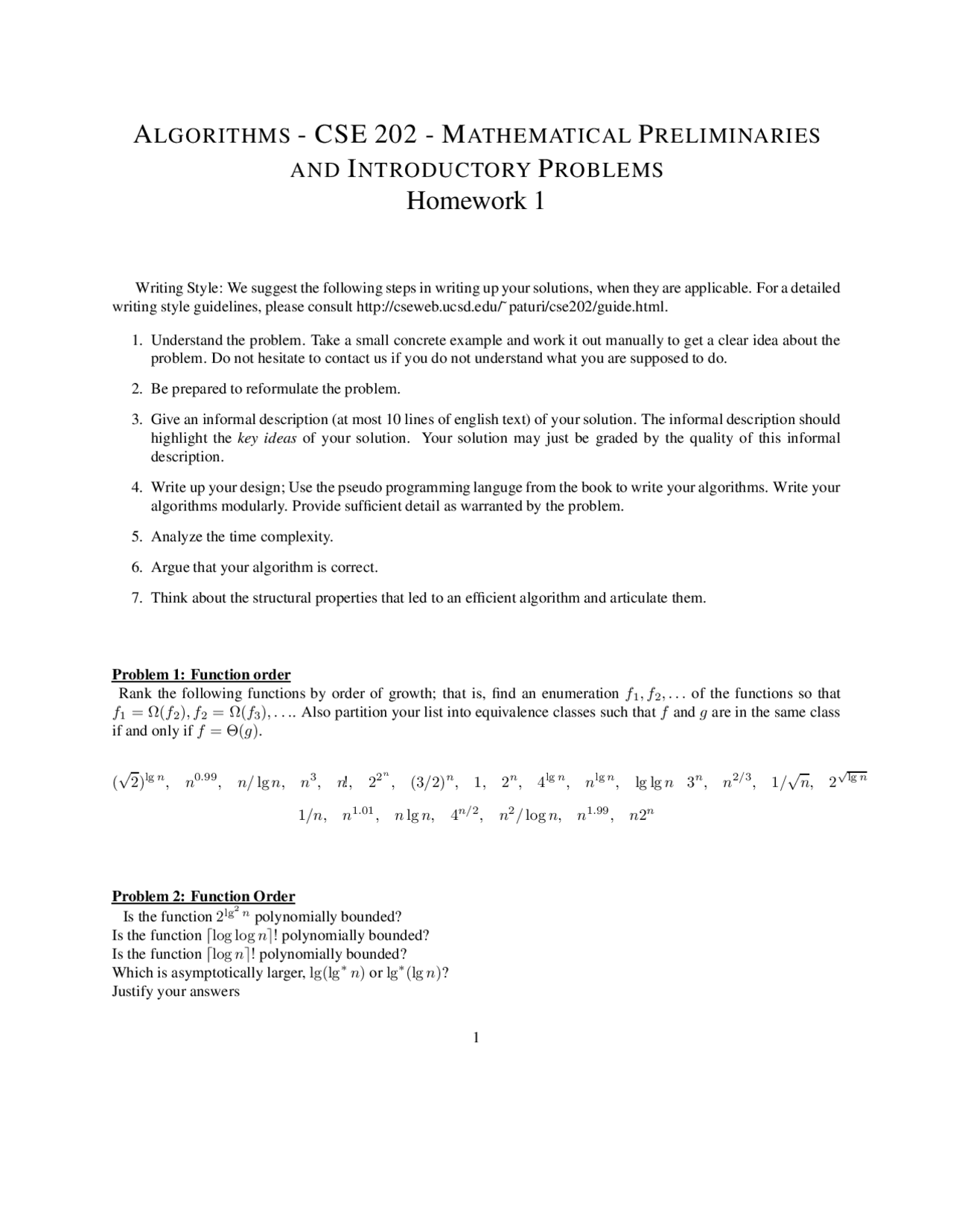 Homework 1 For Algorithm Design And Analysis Cse 202 Docsity 3758