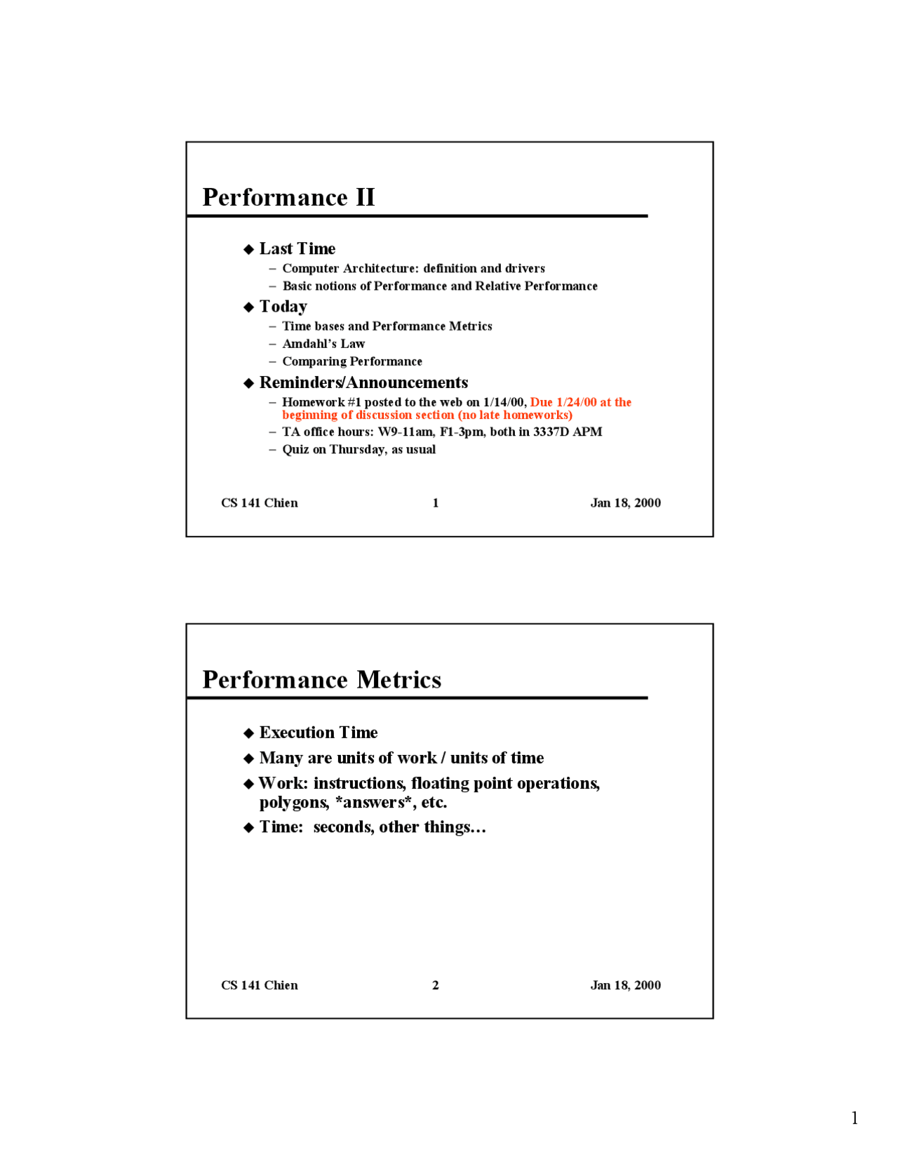 Time Bases And Performance Metrics Lecture Slides Cse 141 Docsity