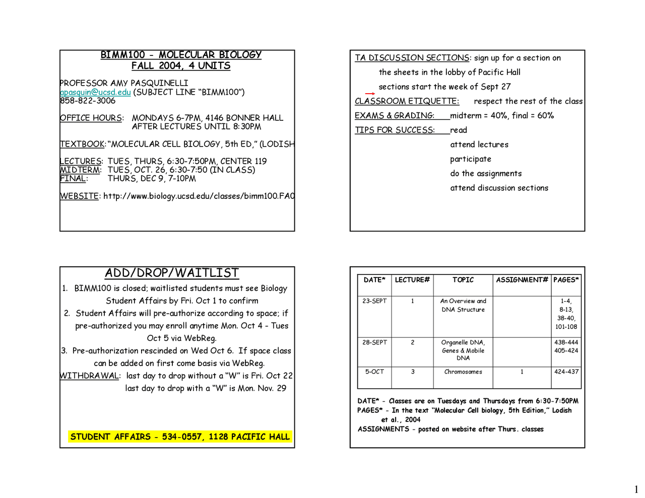 What Is Molecular Biology Slides Soca 100 Docsity