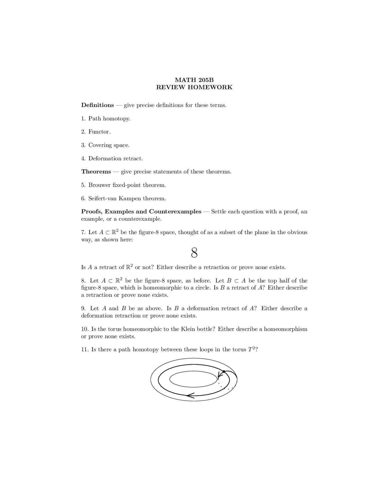 Review For Homework Introduction Topology Math 205b Docsity