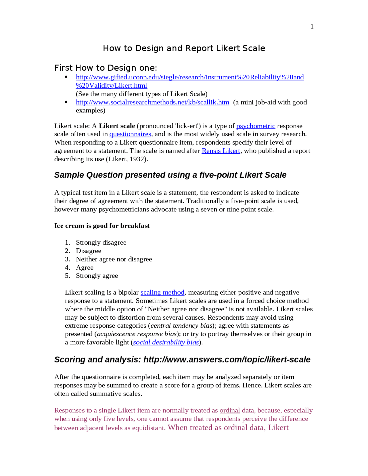 How to Design and Report Likert Scale | ED 690 - Docsity