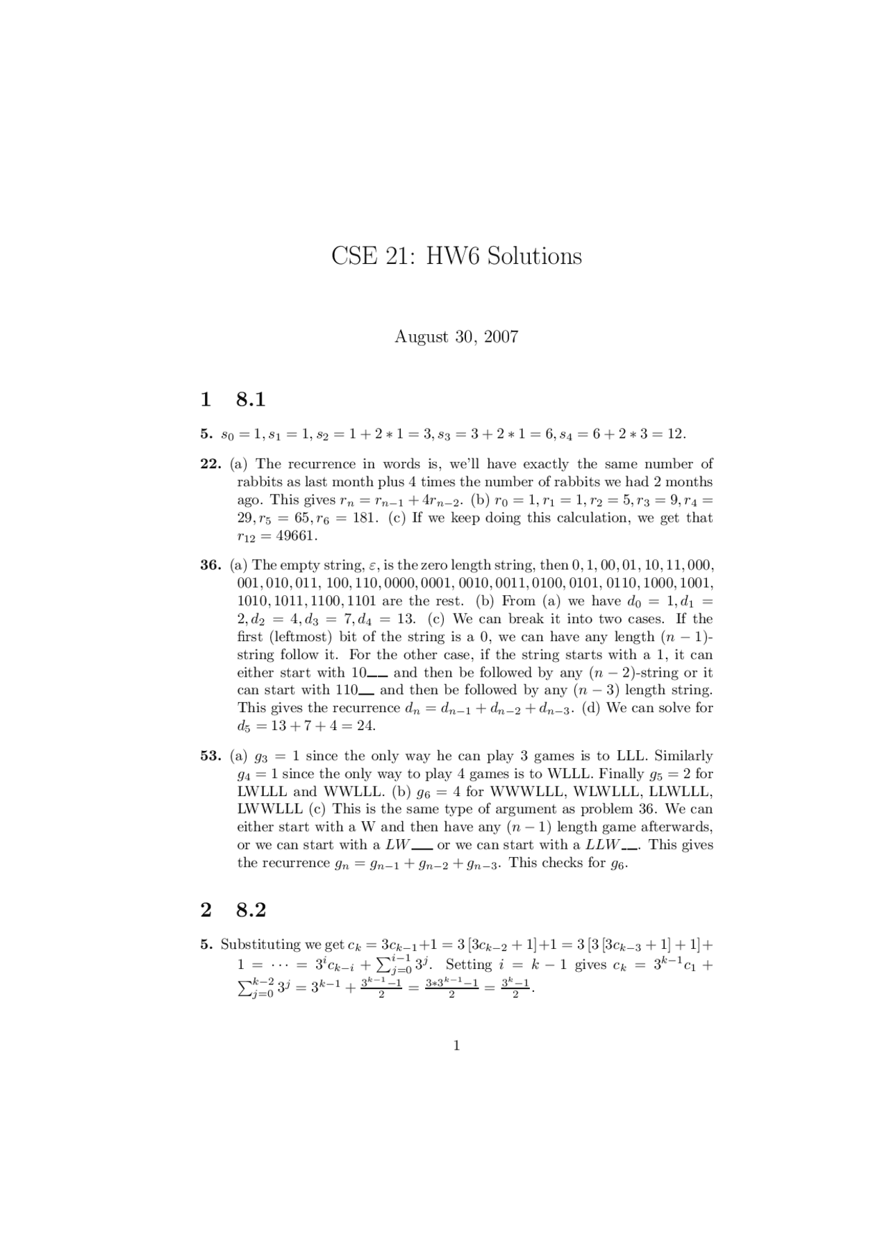 Homework 6 Solutions Mathematics For Algorithms And Systems Analysis