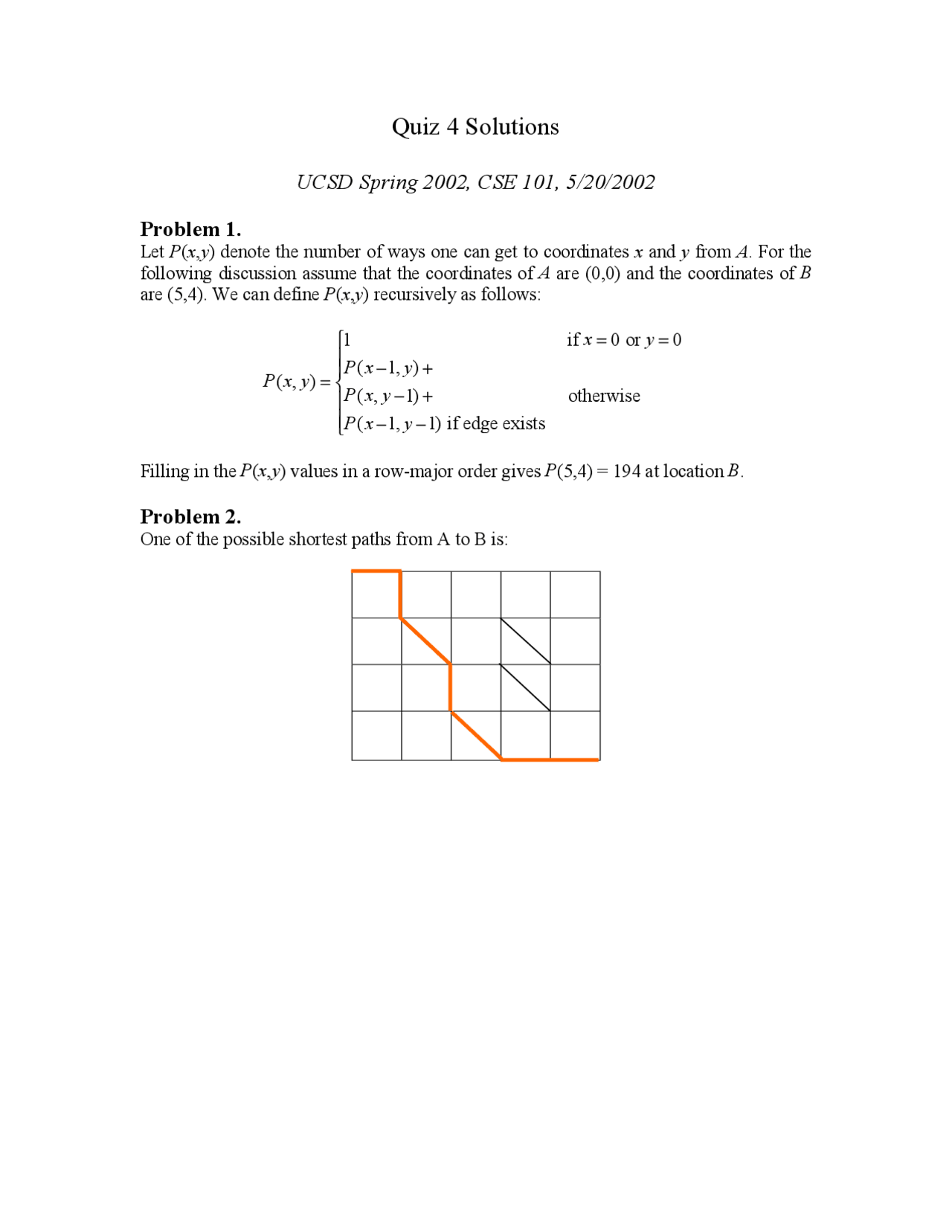4 Problems On Design And Analysis Of Algorithm Quiz 4 Cse 101 Docsity 3005