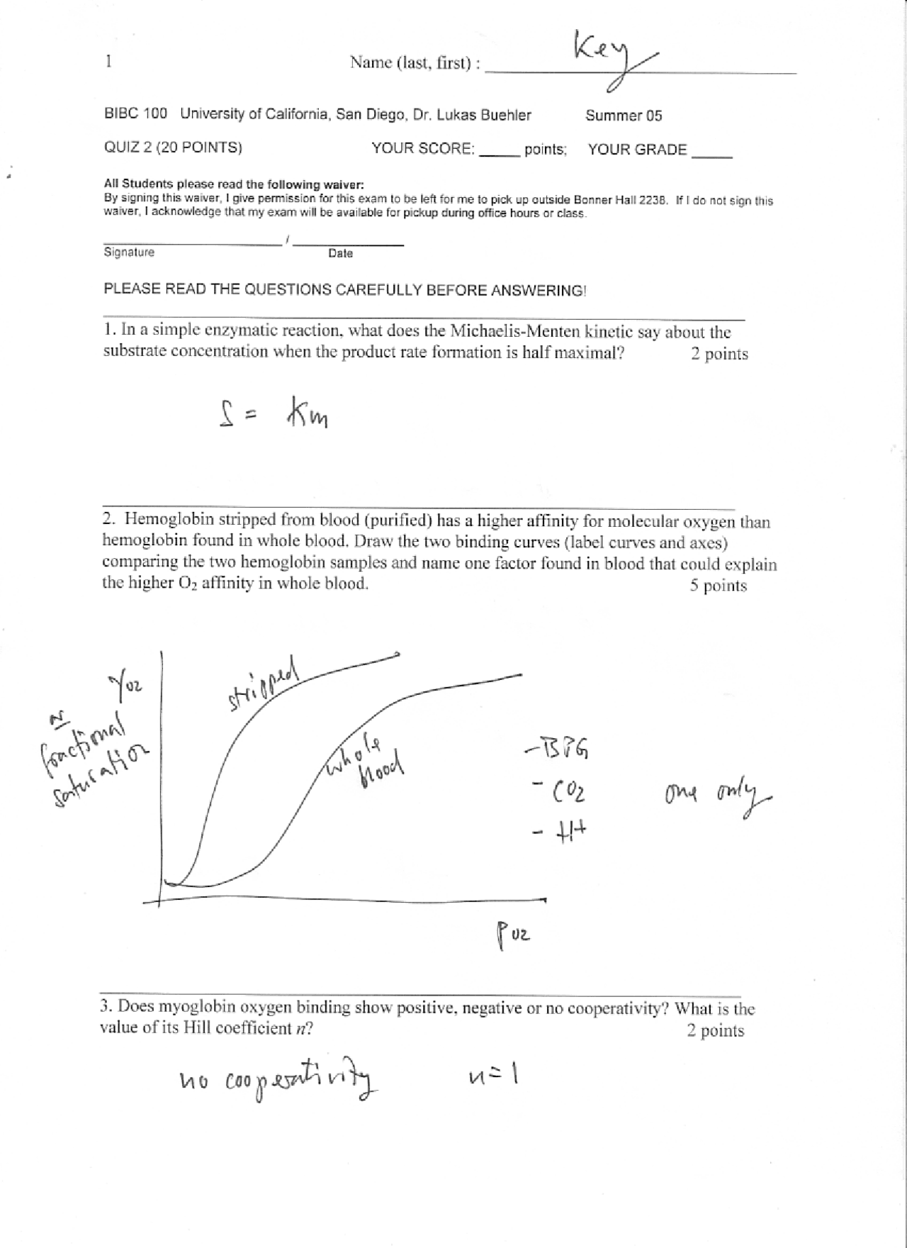 Solution To Quiz 2 Structural Biochemistry Bibc 100 Docsity