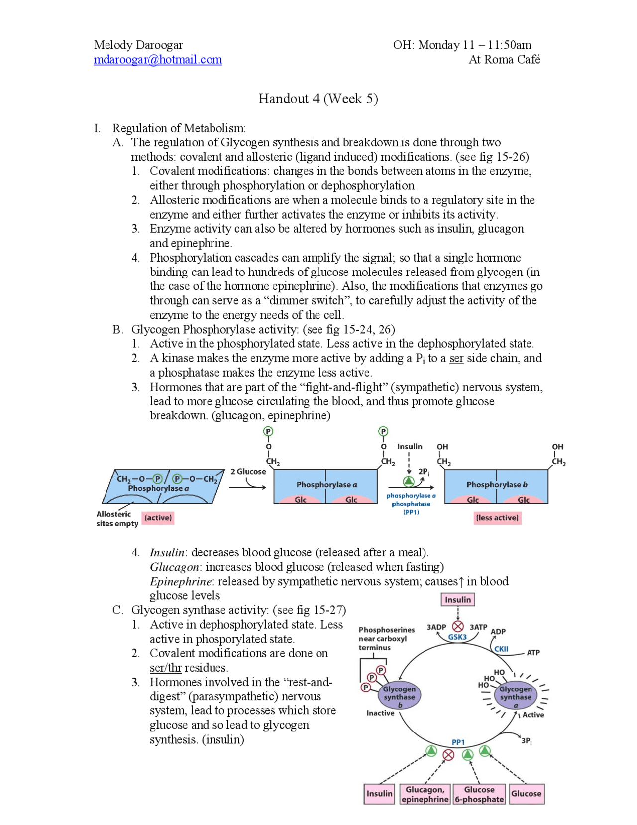 Regulation of Metabolism - Metabolic Biochemistry - Handout | BIBC 102 ...