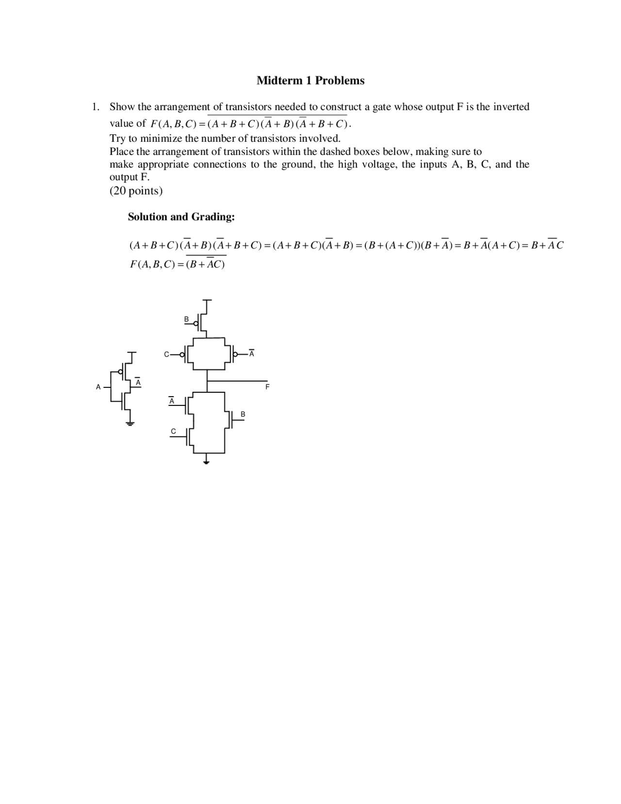 Component And Design Techniques Digital System Midterm Problems 1