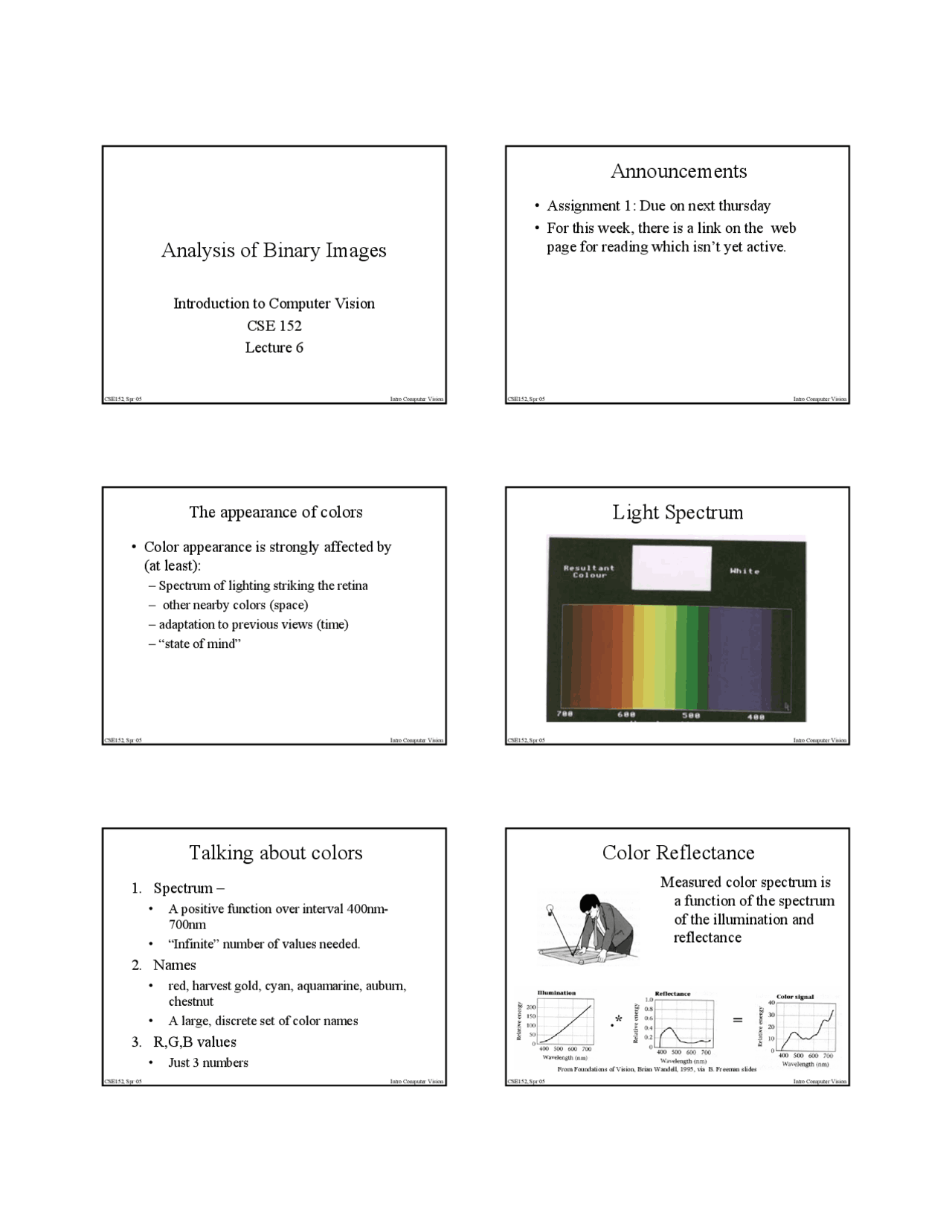 Analysis Of Binary Images Slides Socc 152 Docsity