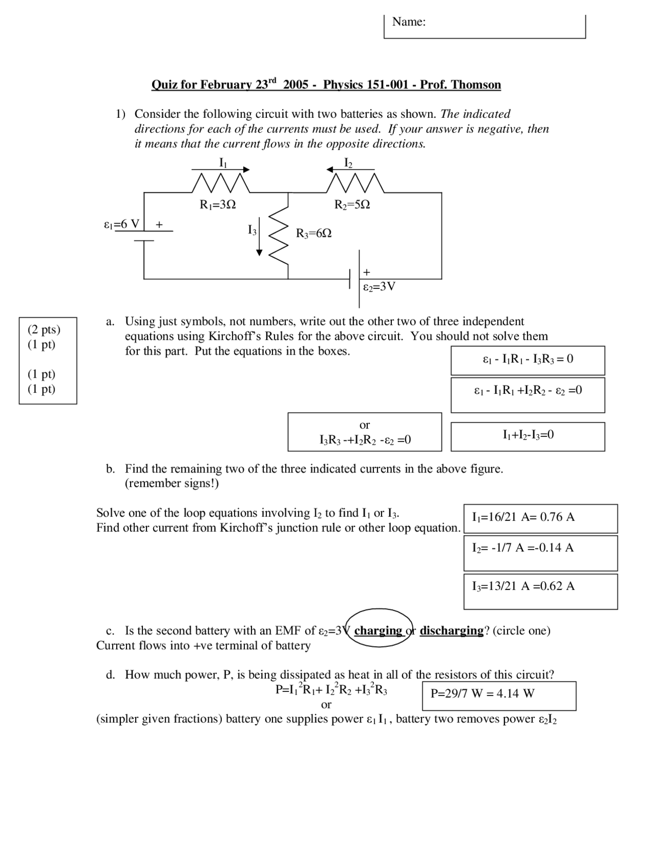 2 Problems On Charging And Discharging Circuits Quiz Phys 151 Docsity