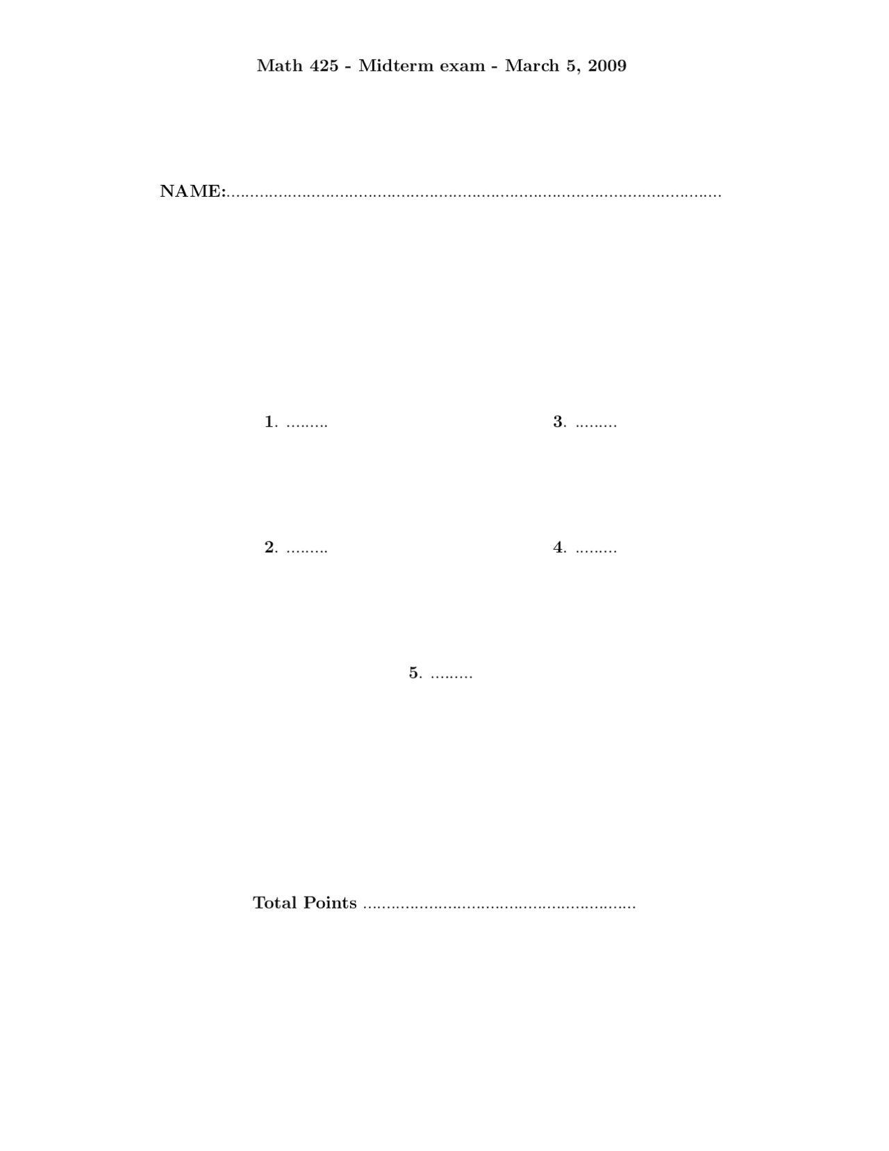 Midterm Exam With Solutions Partial Differential Equations Math 425