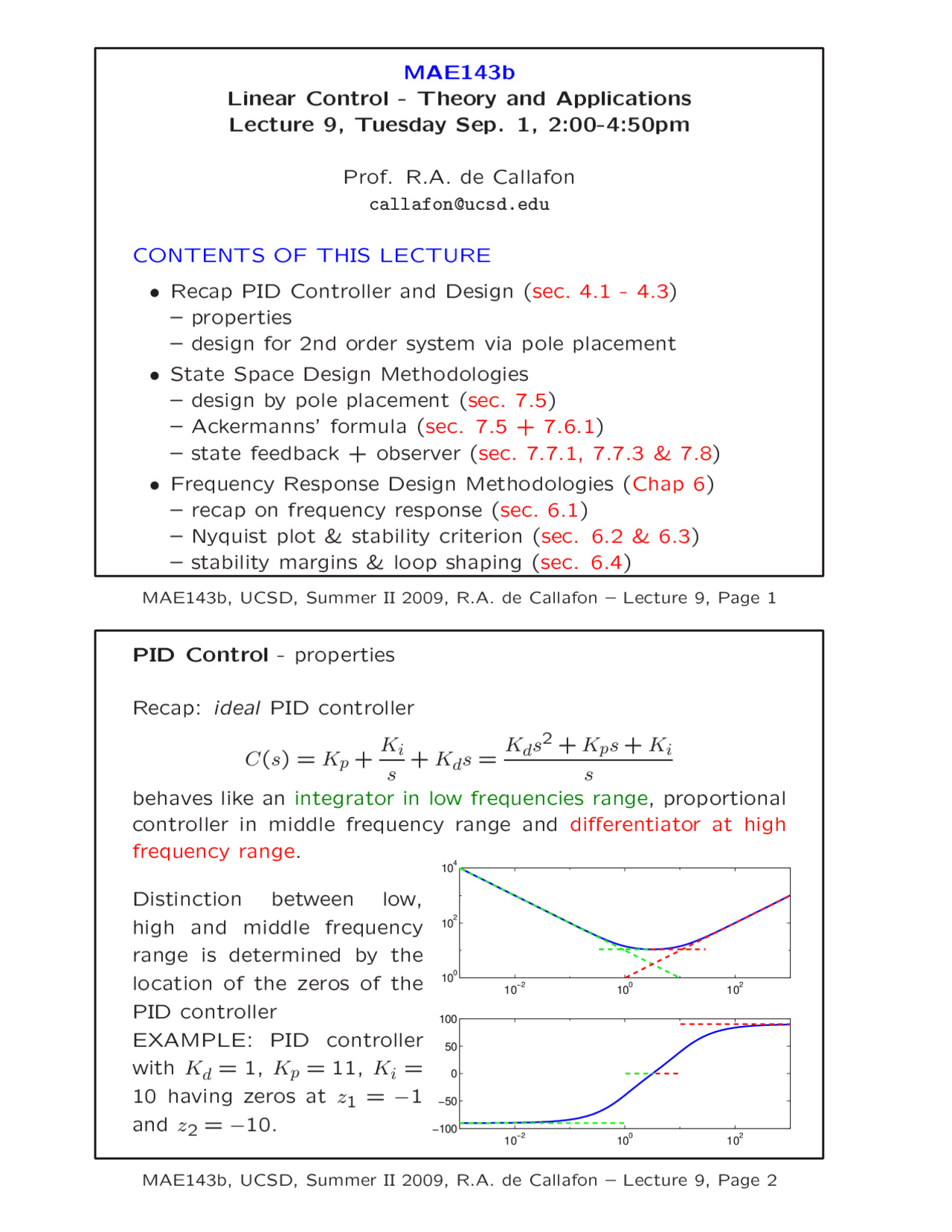 State Space Design And Frequency Response Design Methodologies Slides