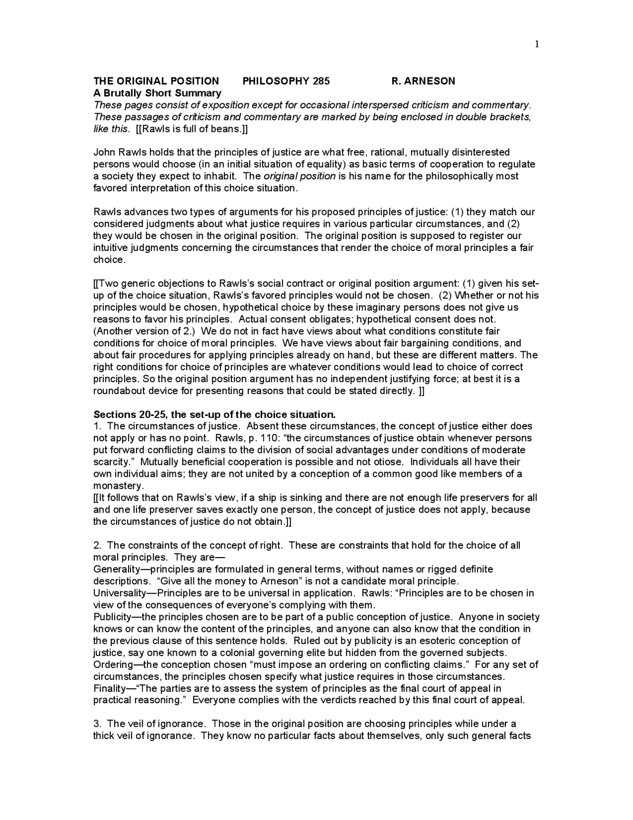 John Rawls' Theory of Justice: The Original Position and Principles of ...