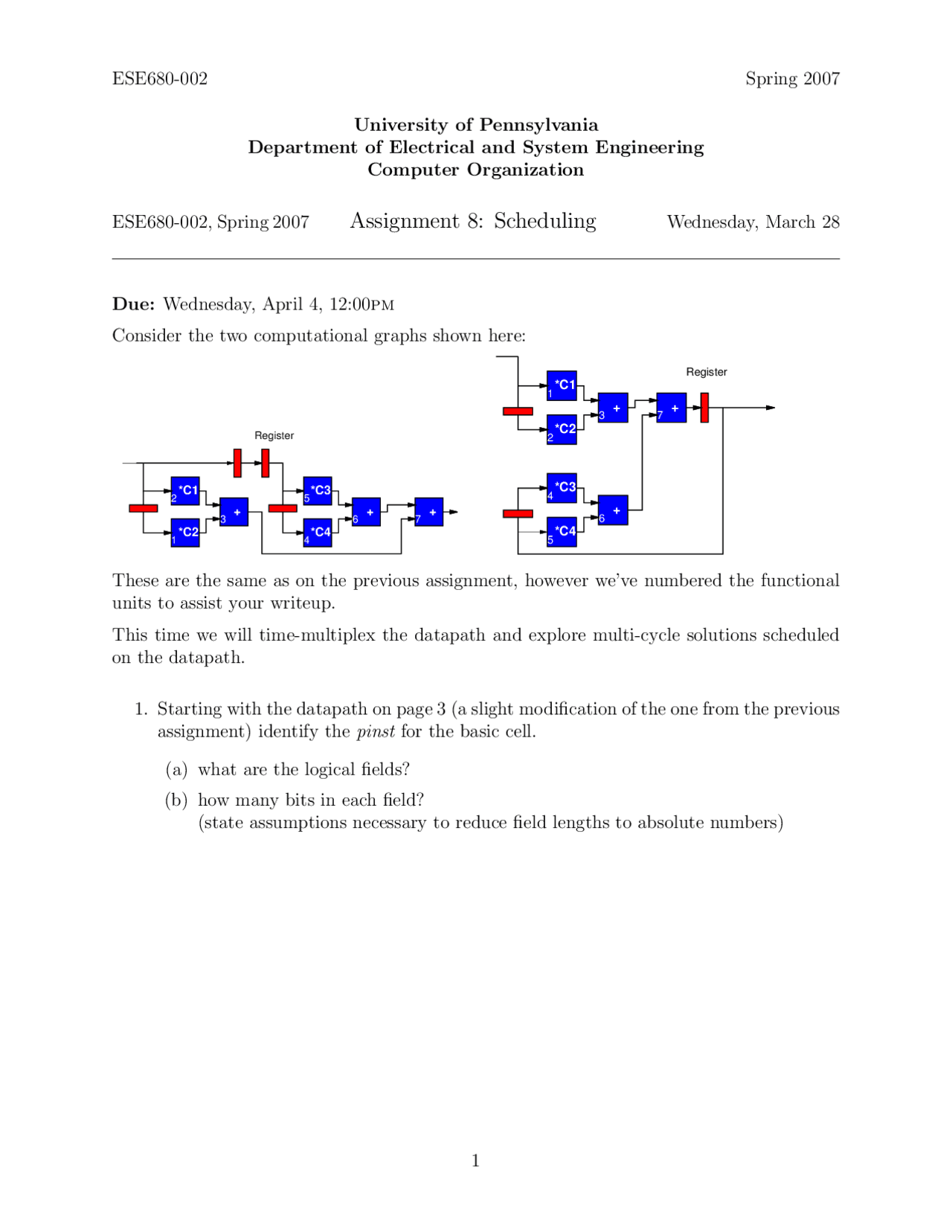 3 Questions On Computer Organization Assignment Ese 534 Docsity