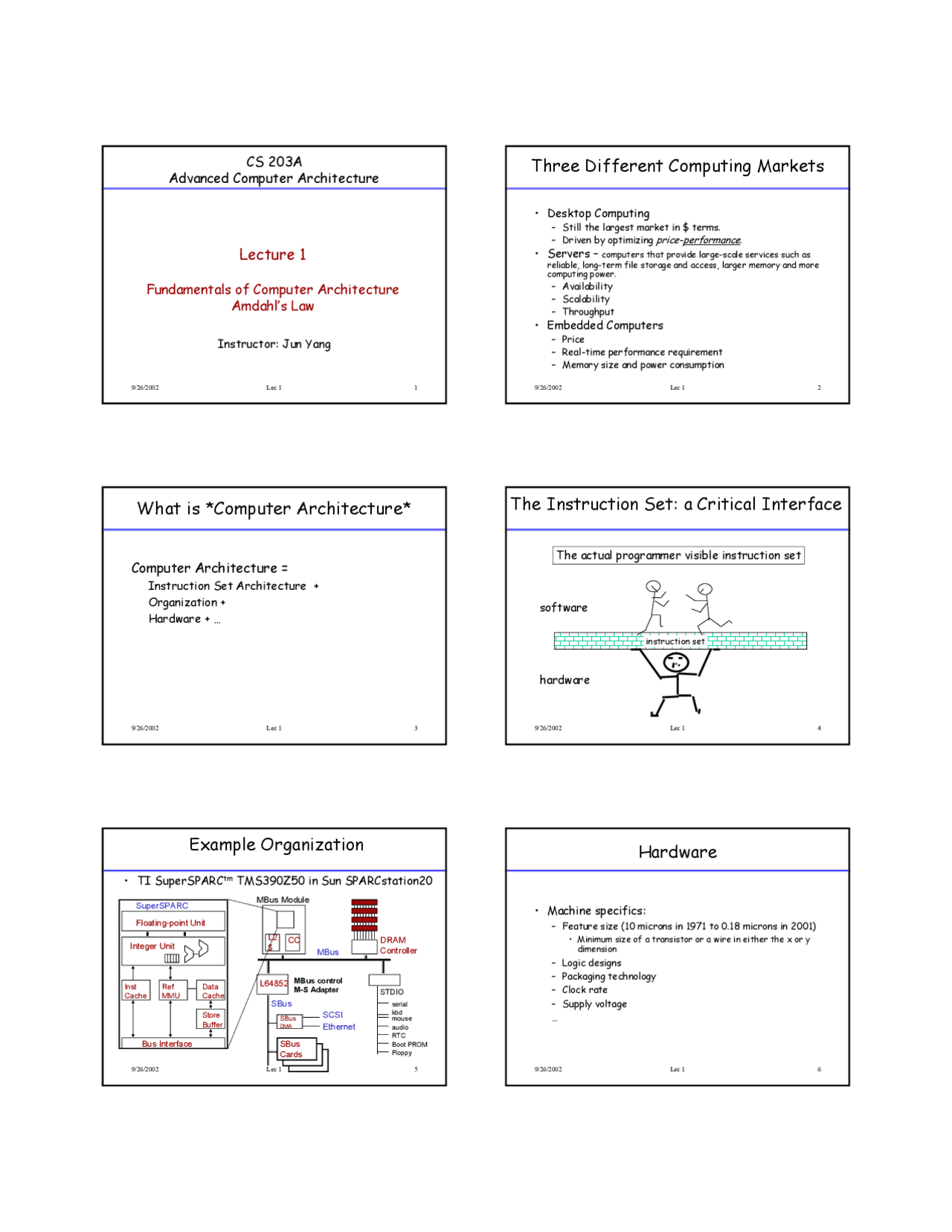 Fundamentals Of Computer Architecture Amdahls Law Lecture Slides Cs 203a Docsity