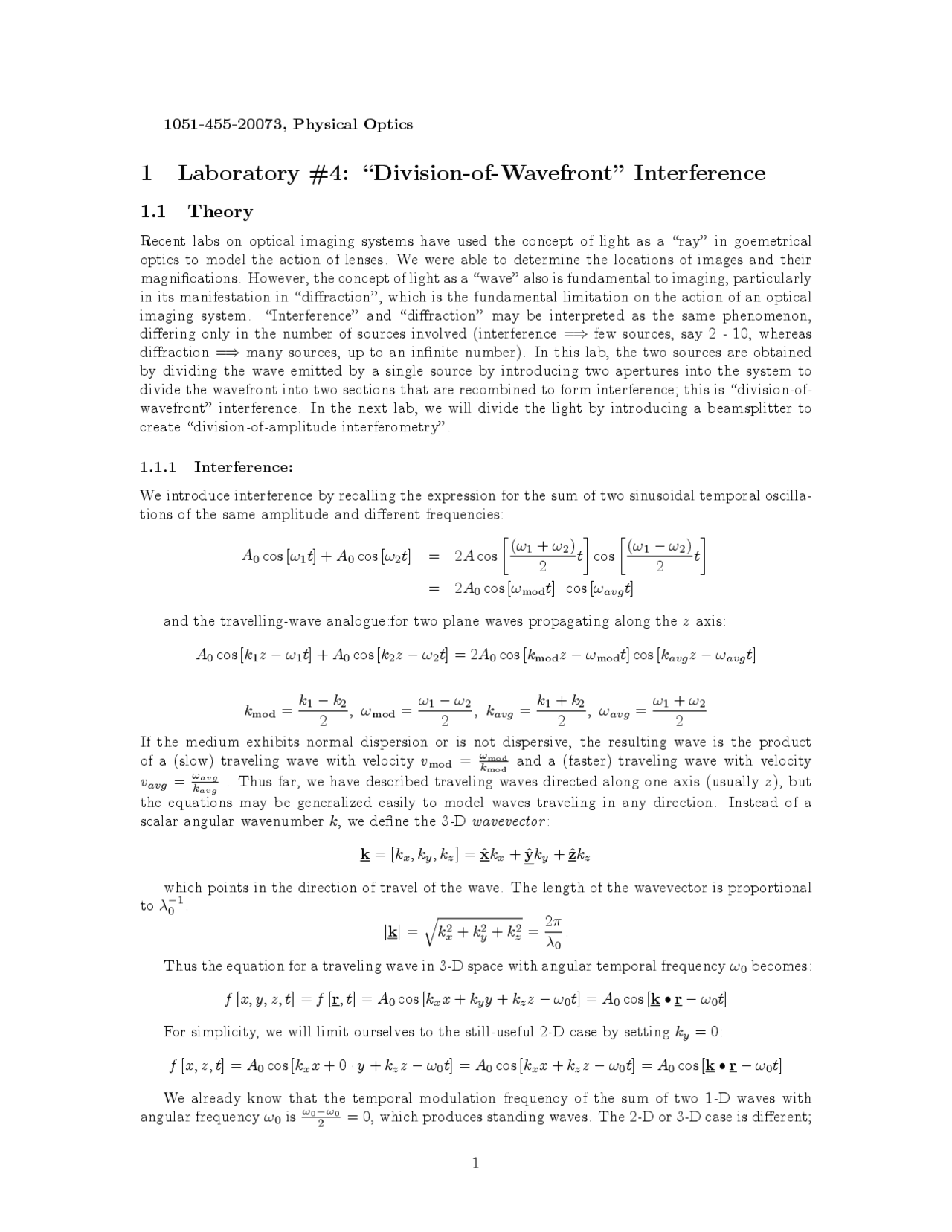 Division Of Wavefront Interference Lecture Notes 1051 455 Docsity