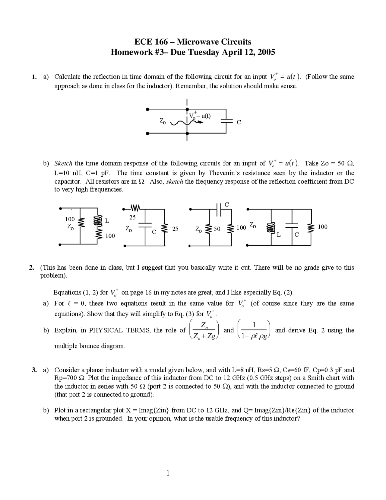 7 Problems On Microwave Systems And Circuits Homework 3 Ece 166