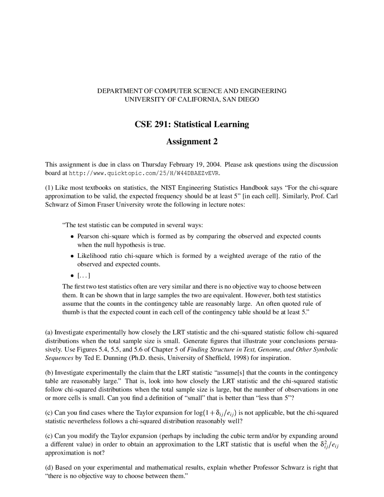 Assignment 2 Questions For Statistical Learning Cse 291 Assignments