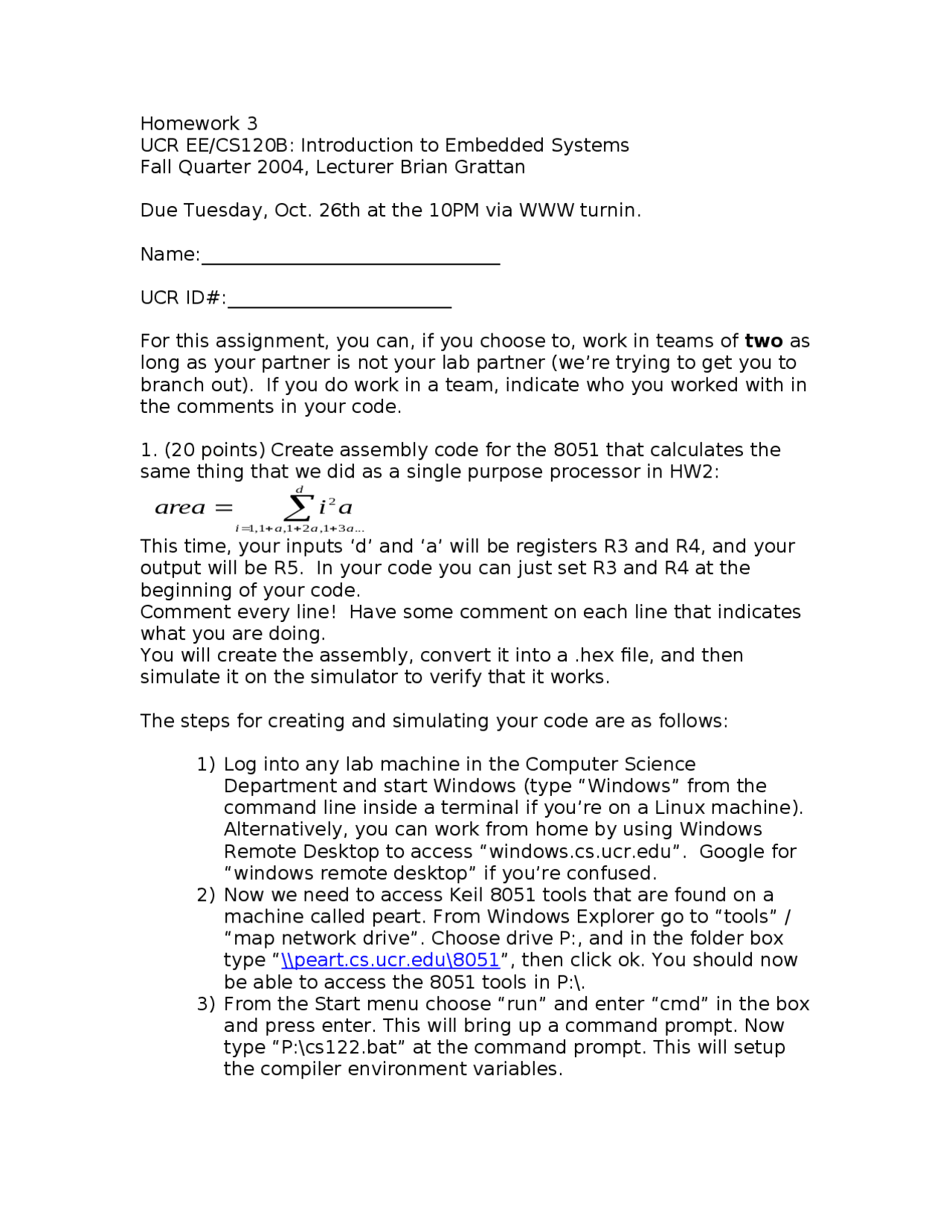Introduction To Embedded Systems Homework 3 Questions Cs 120b Docsity