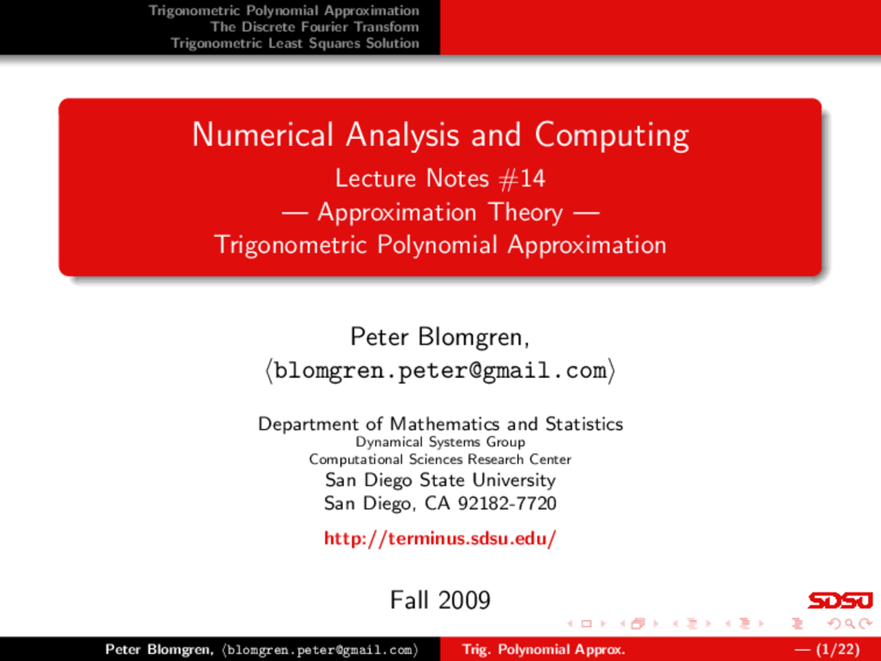 Trigonometric Polynomials Approximation Theory Math 541 Docsity