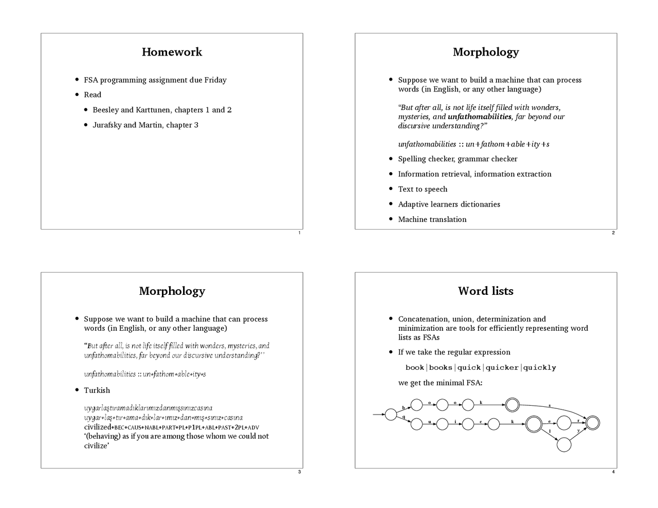 Morphology Computational Linguistics Lecture Slides Ling 581 Docsity